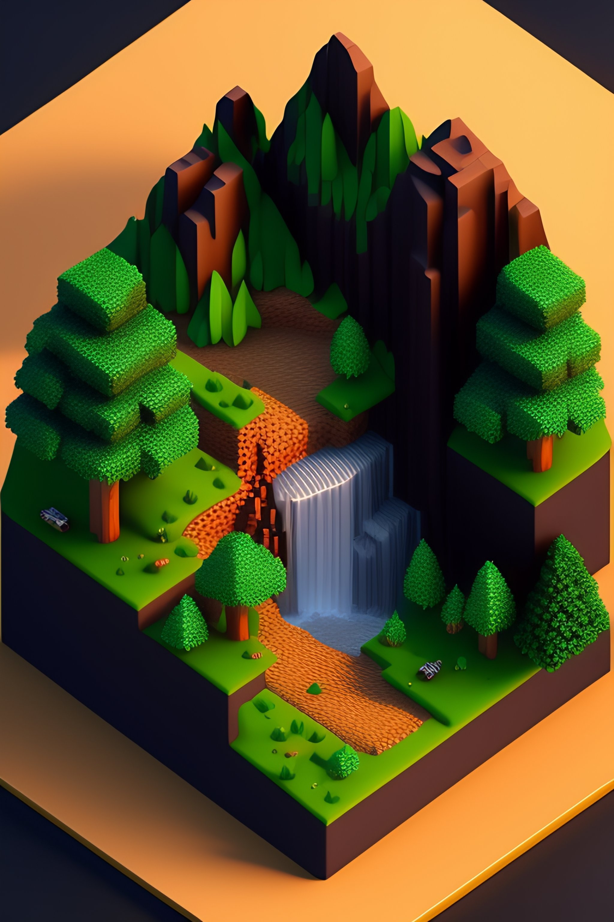 Lexica - Detailed isometric deforestation, pixel art, unreal engine voxel render