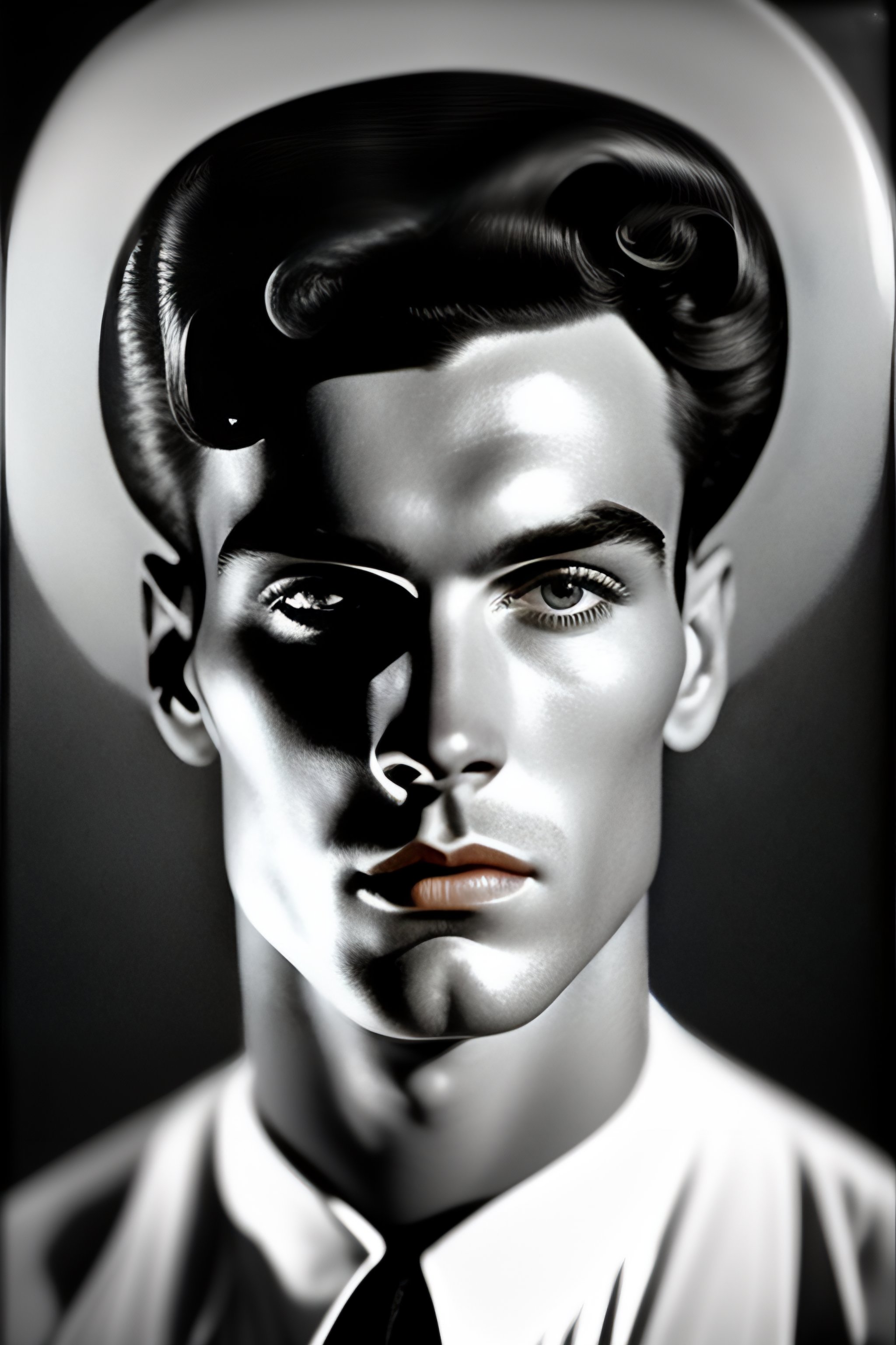 Lexica - Symmetry, man, portrait, rim light, 1950's
