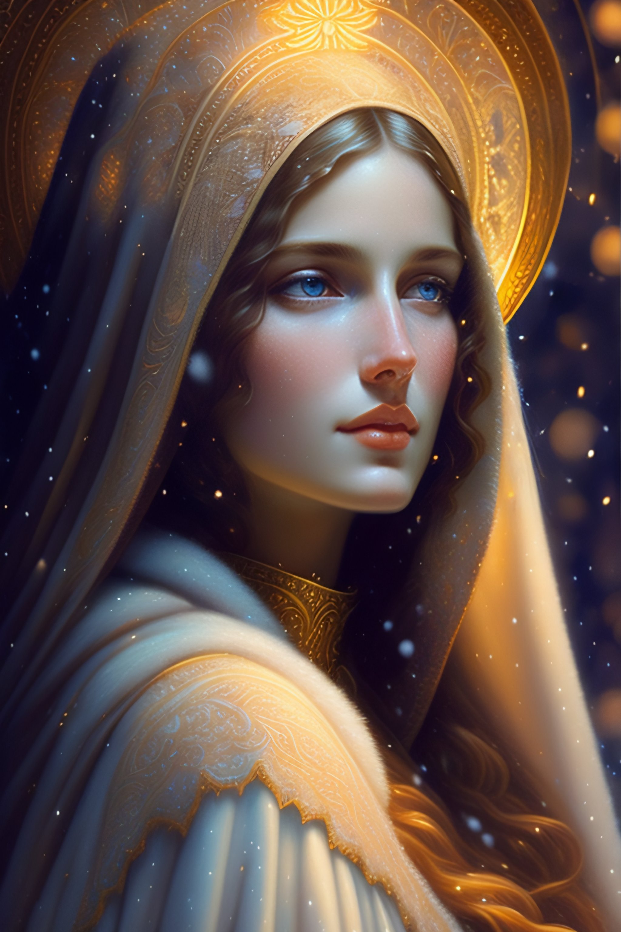 Lexica - Virgin mary psychedelic snowfall, diffused lighting, fantasy ...