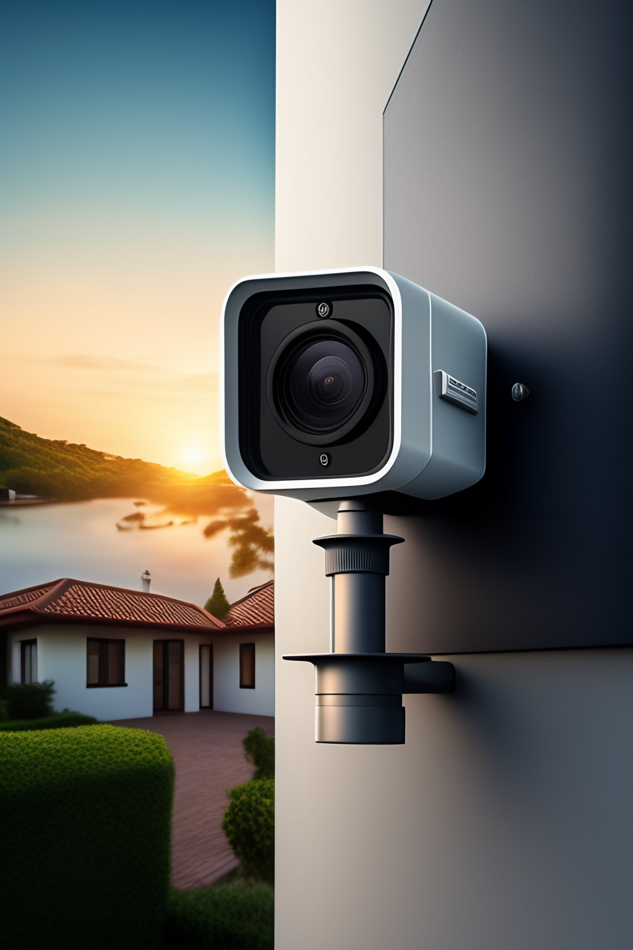 Lexica - Big cctv camera in wall of villa