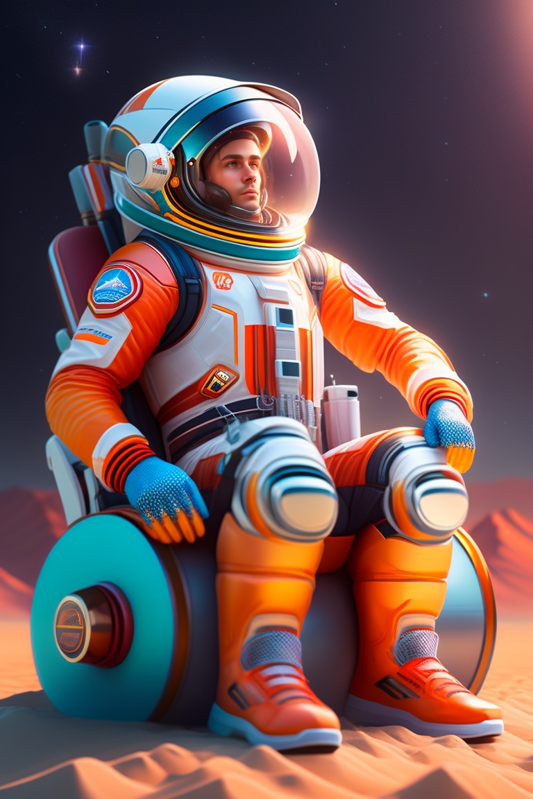 Lexica - An astronaut resting on mars in a beach chair, vibrant ...