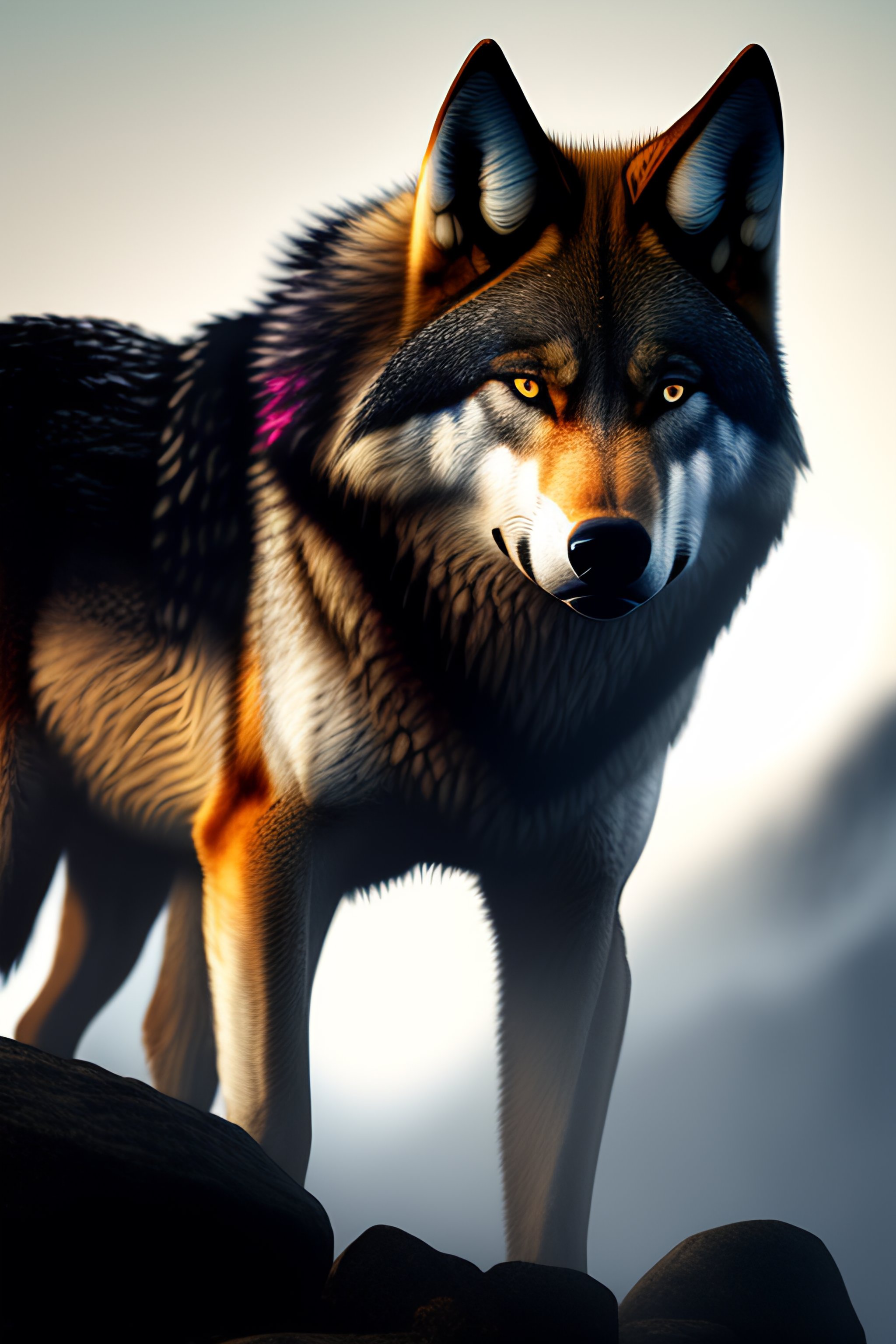 Brown Wolf With Red Eyes