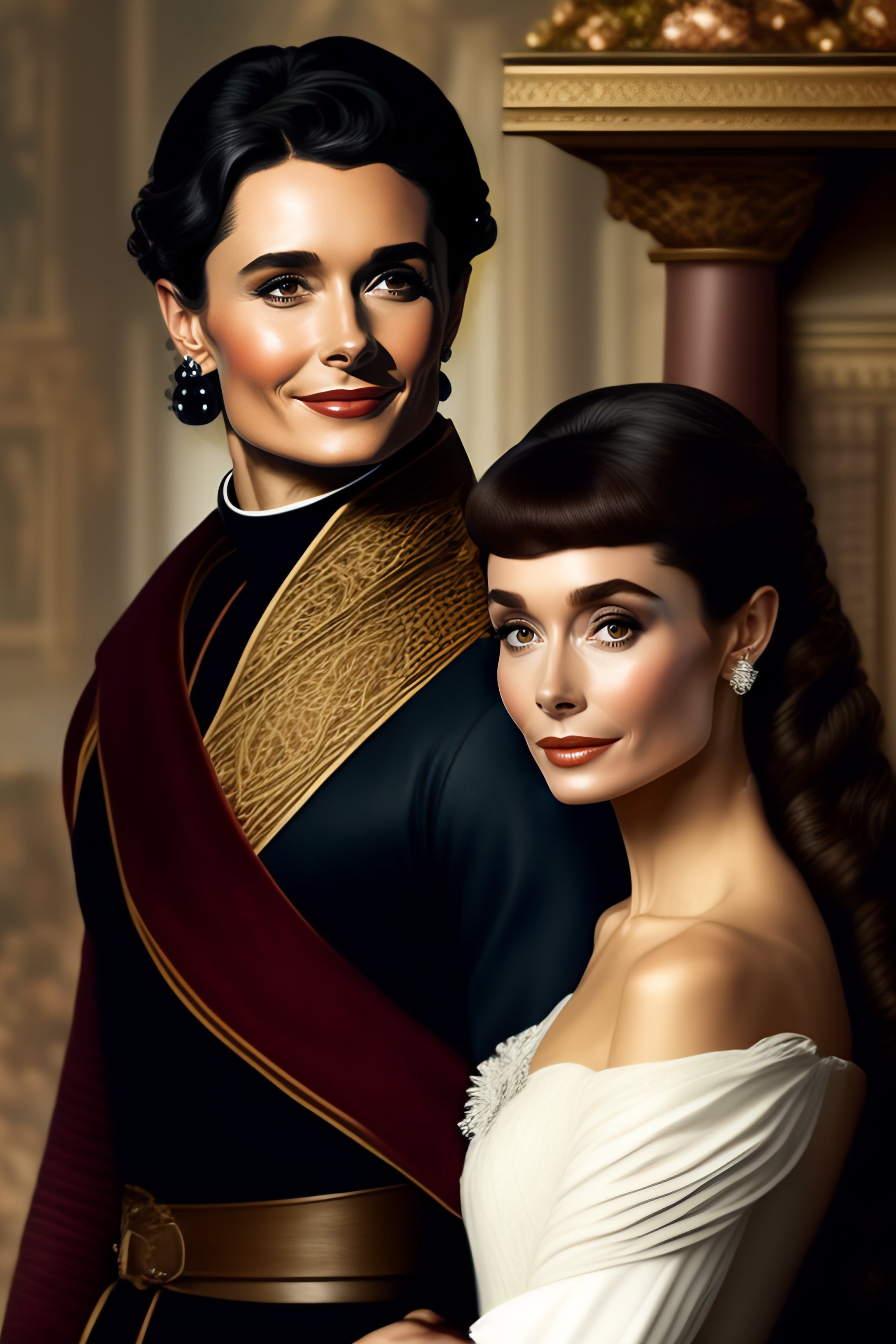 Lexica - Audrey Hepburn together with Orlando Bloom in medieval style ...