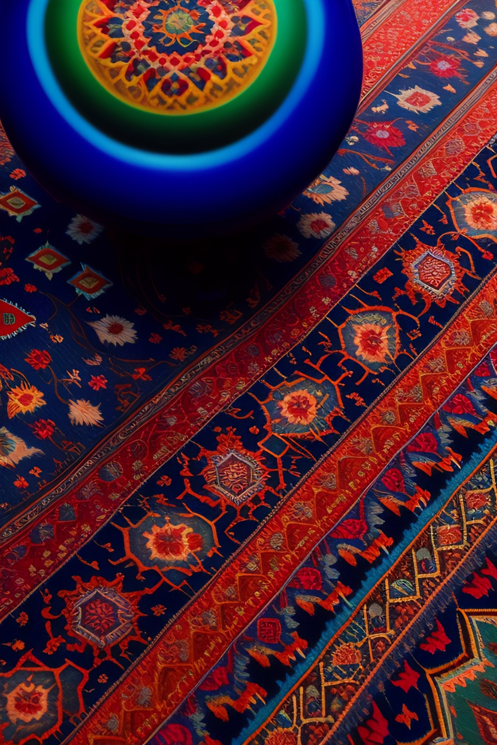 Lexica - Direct top down view on persian carpet print, vibrant colors ...