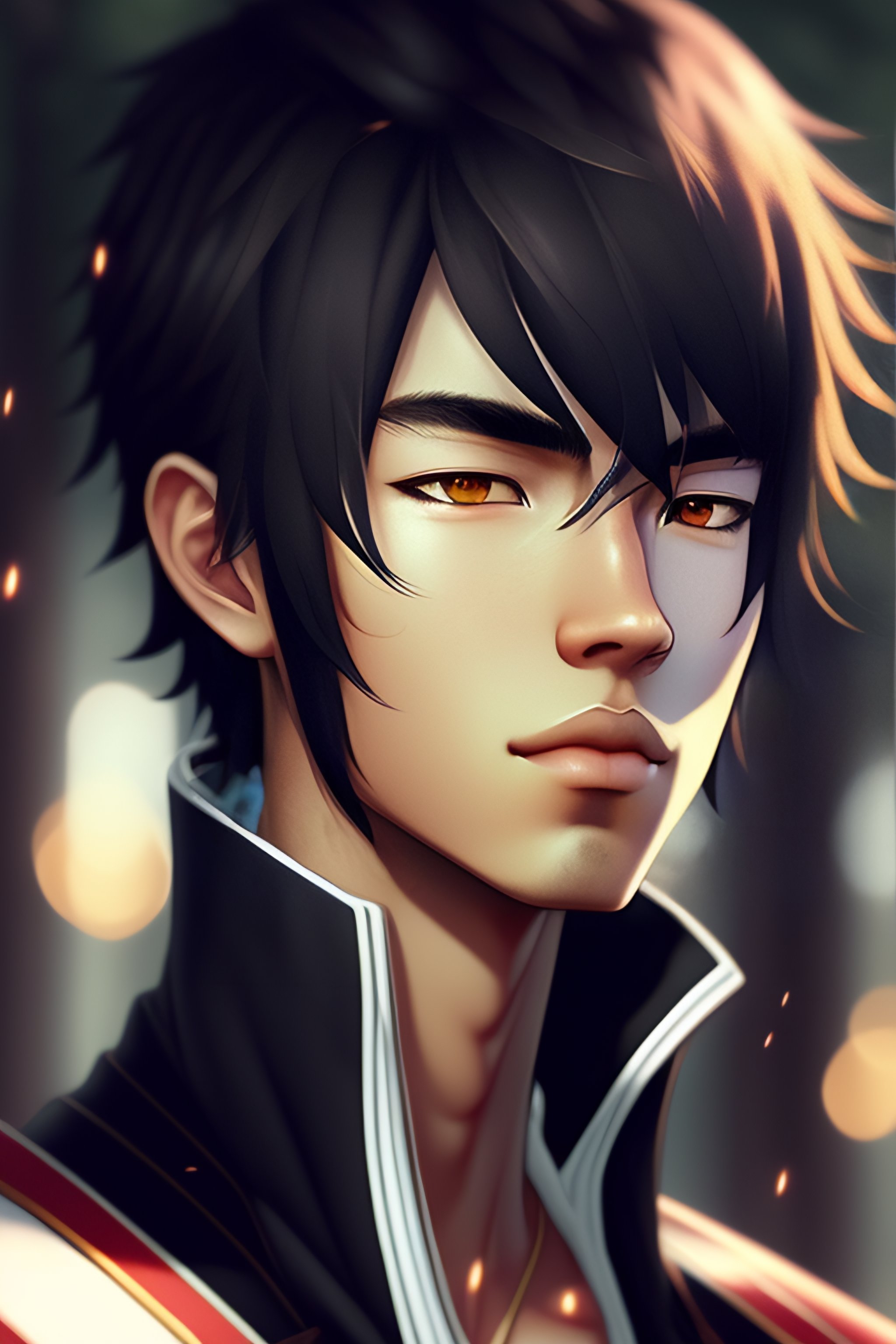 Lexica - Portrait of a 20-year-old men comma black hair anime nordic ...