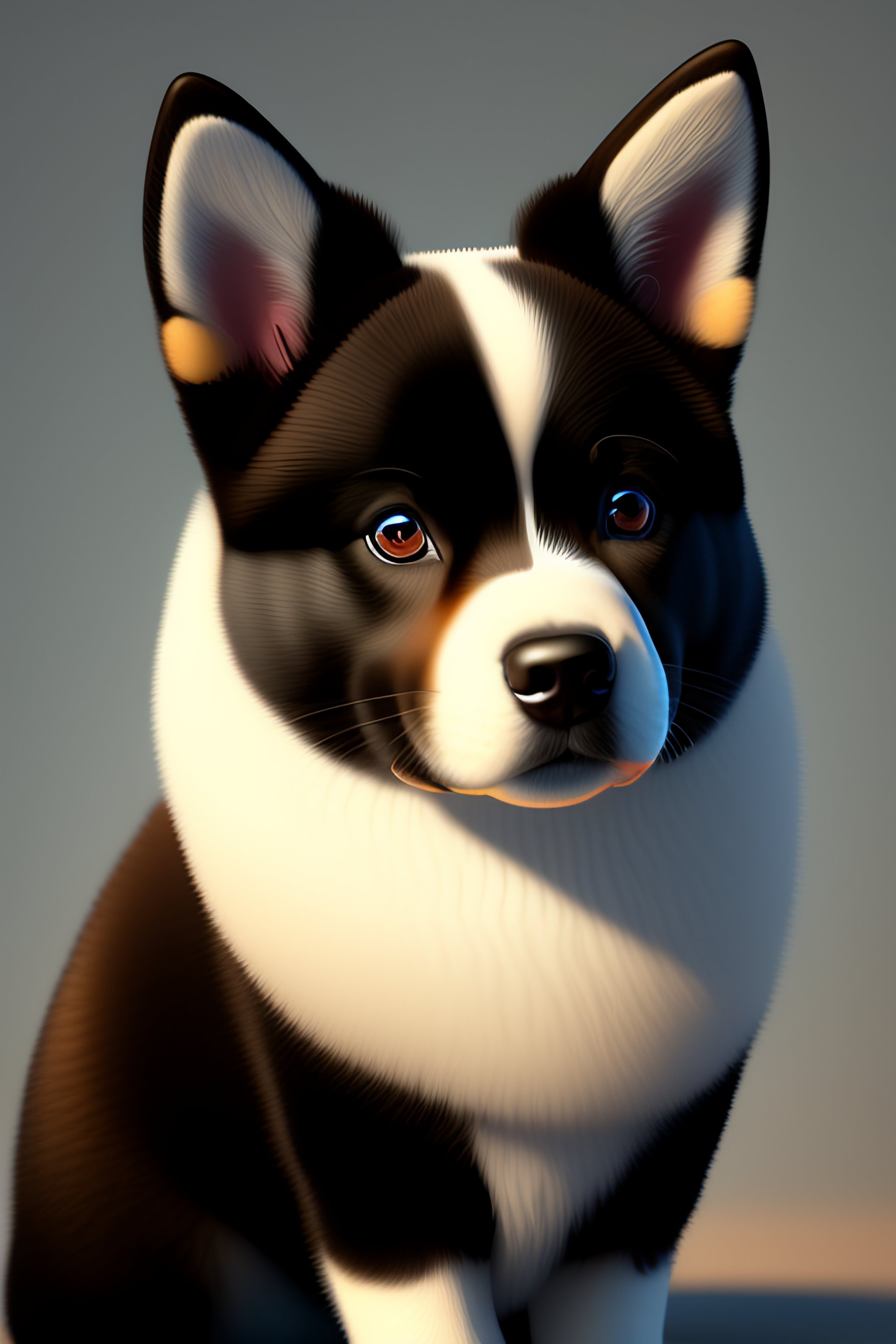 Lexica - CUTE AND ADORABLE CARTOON FLUFFY BLACK AMERICAN AKITA INU ...