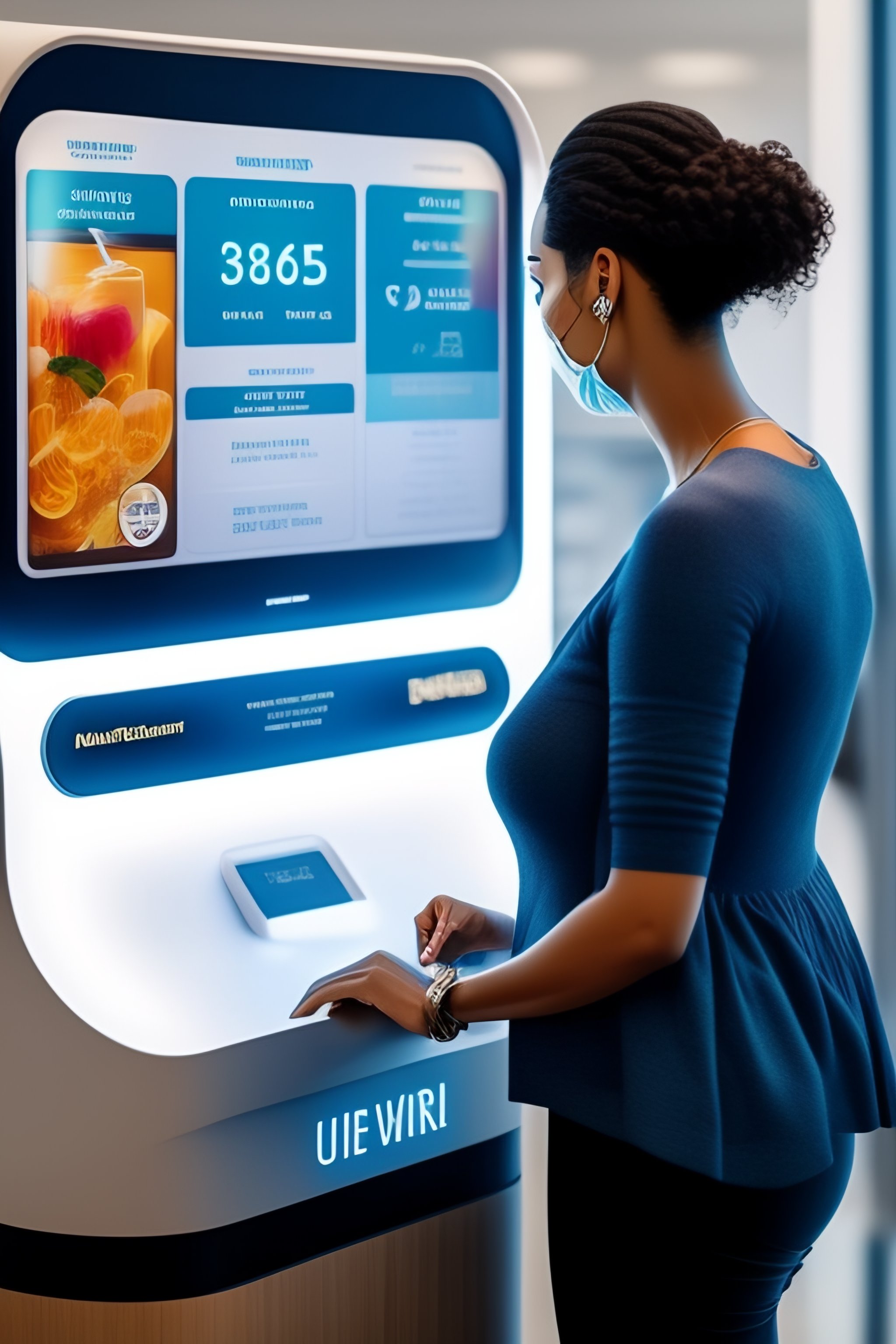 Lexica - Woman interacting with a digital kiosk in a pharmacy