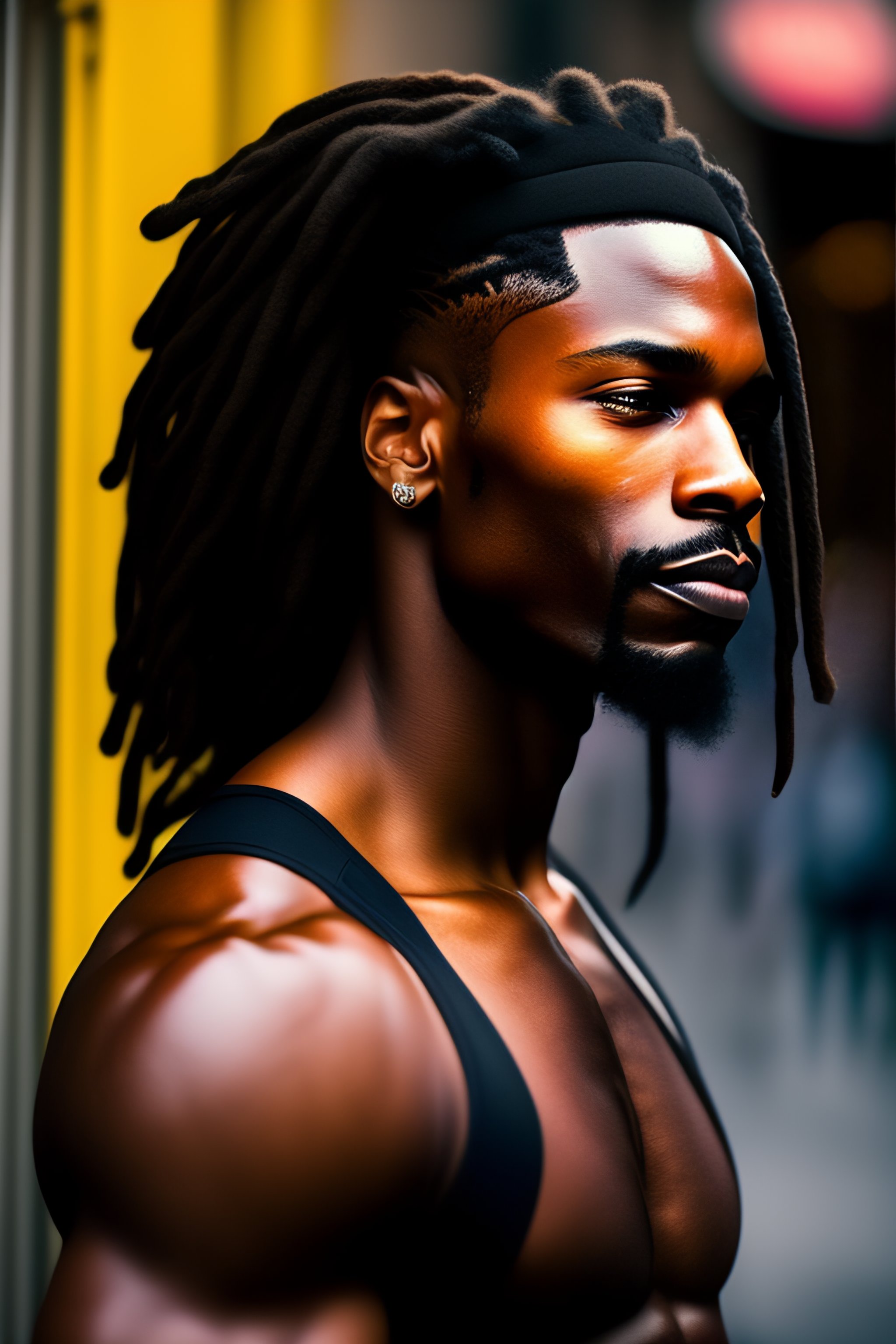 Lexica - A masculine black man, new york city, dred locks,