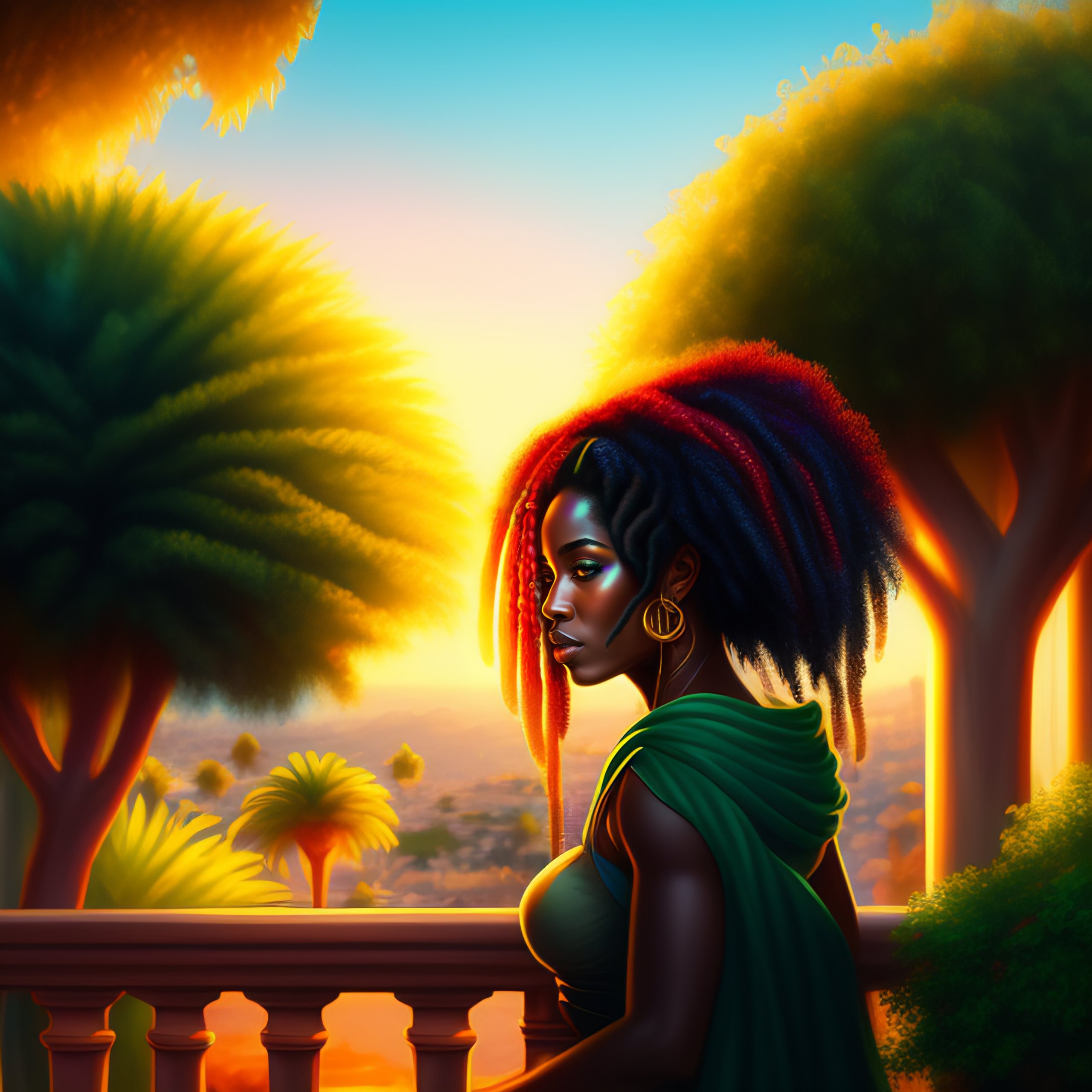 Lexica - Black rasta woman woman enjoying the view ofmoney growing on ...