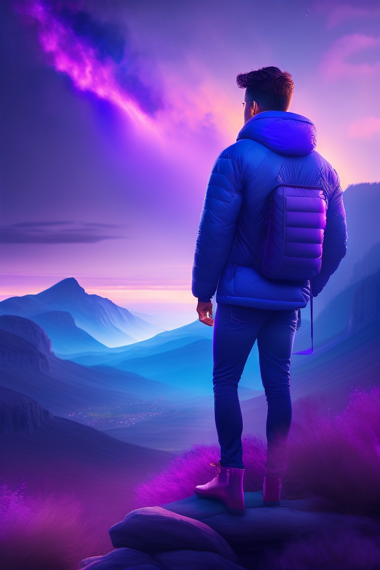 Lexica - Image of a man standing at the edge of a cliff, looking out ...