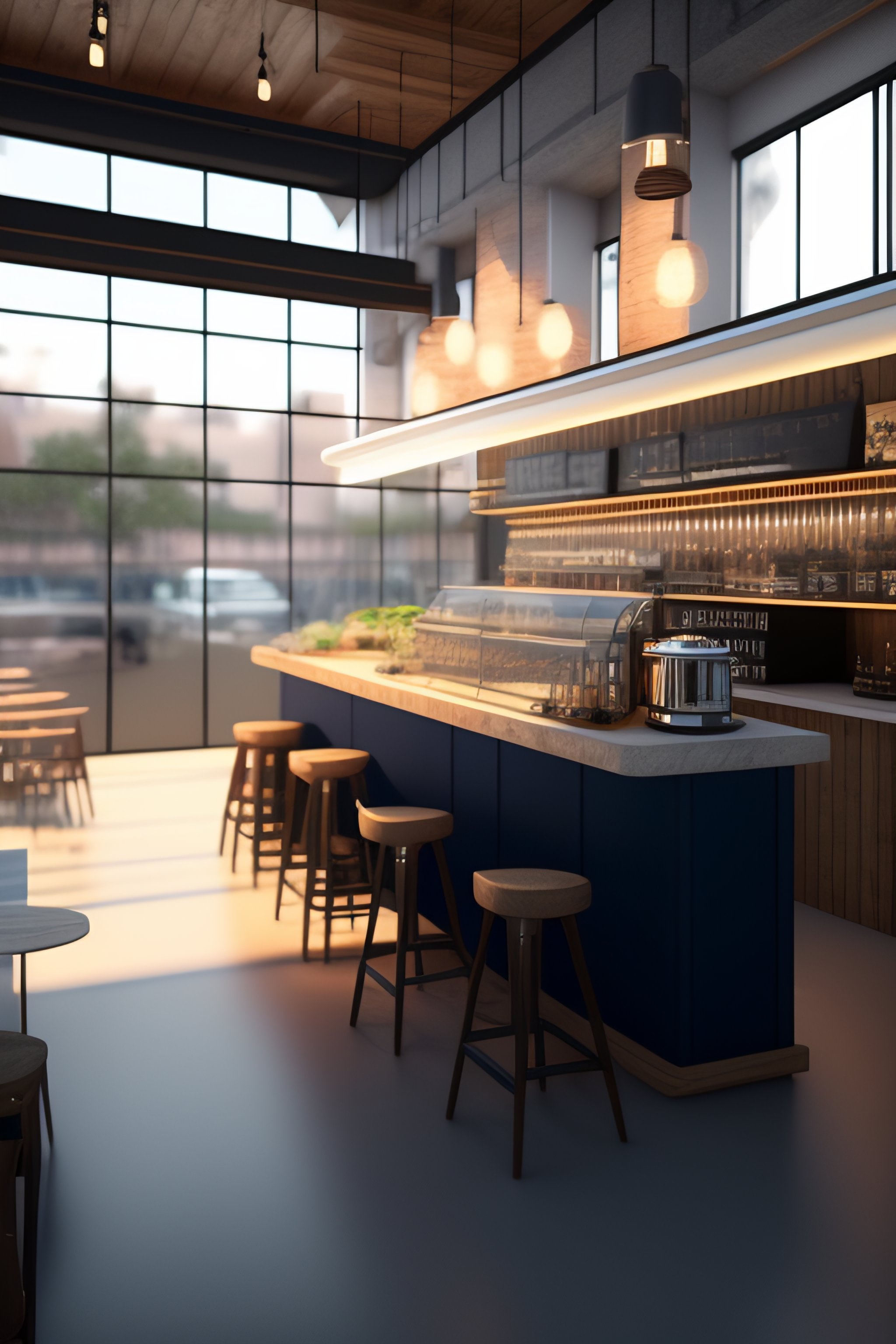 Lexica - Cafe interior, industrial effect, ultra-realistic, octane ...