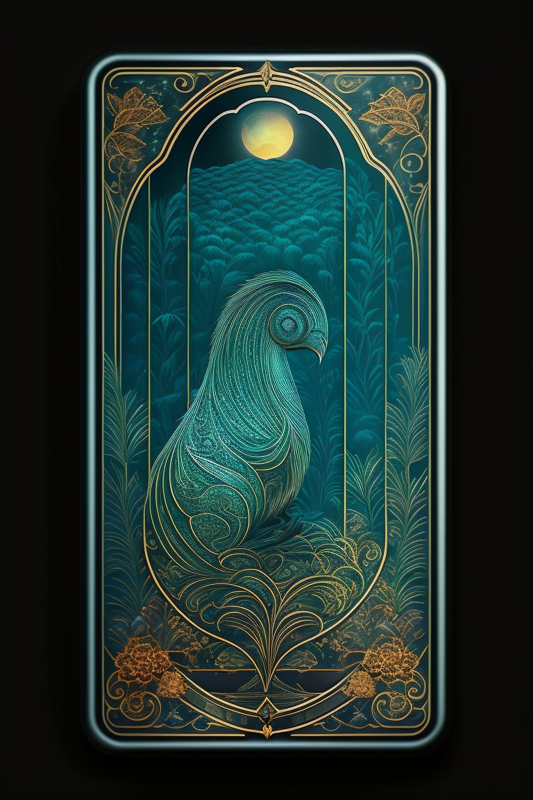 Lexica - Tarot card, mythical forest beast, 2D line art