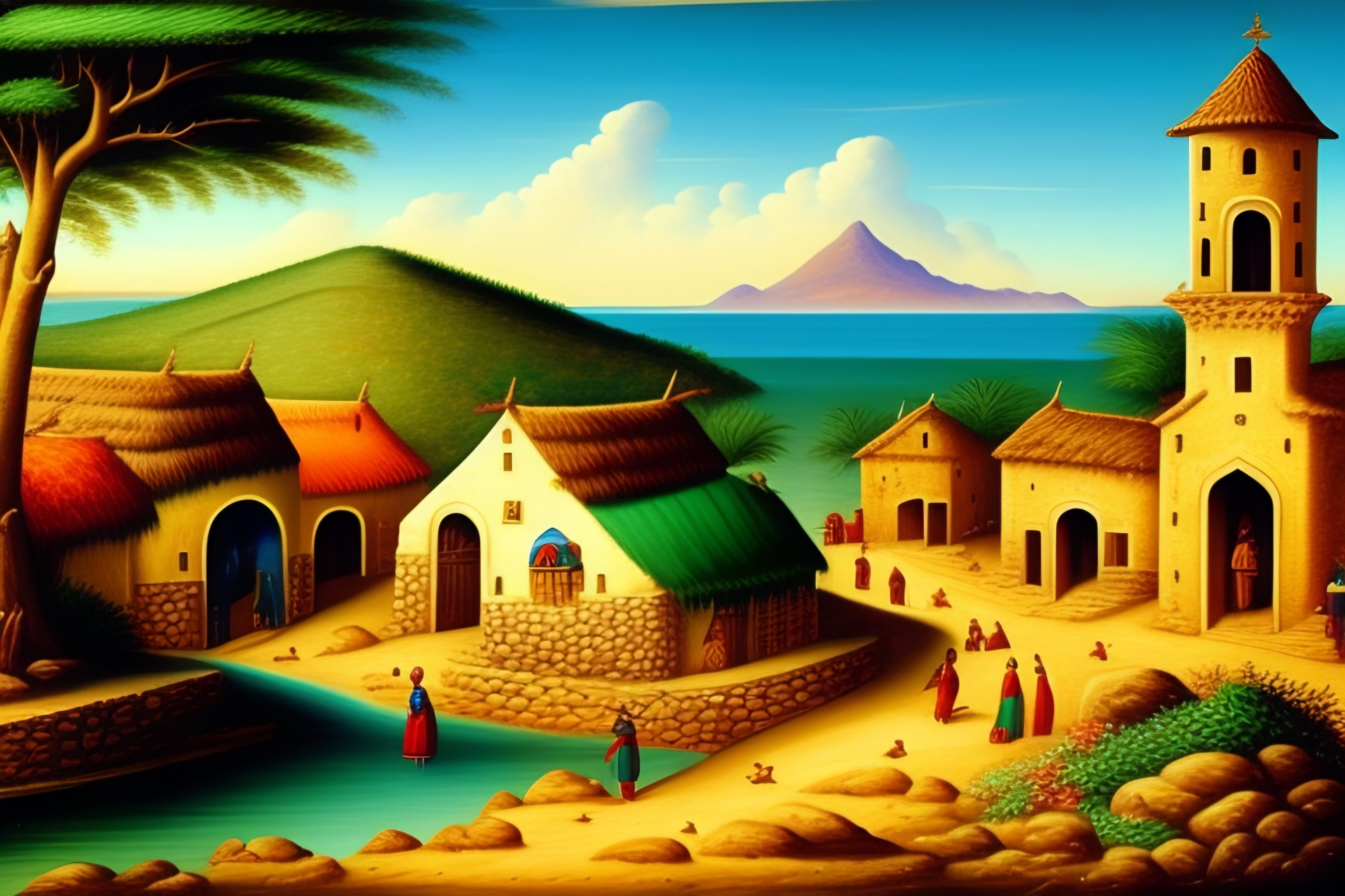 Lexica - Medieval illuminated Manuscript of a Puerto Rican village