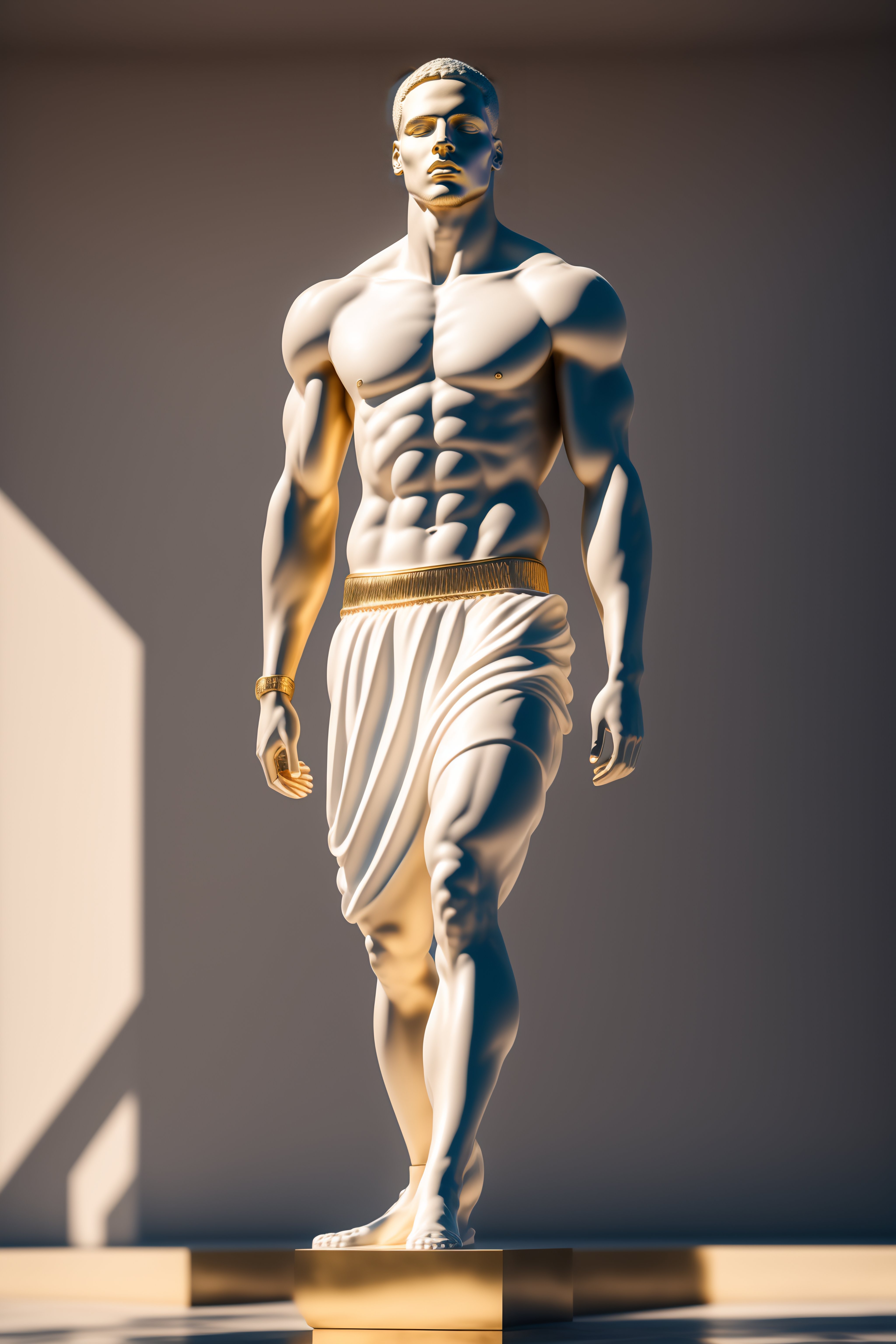 Lexica - A statue made of white marble with gold veins, of steph curry ...