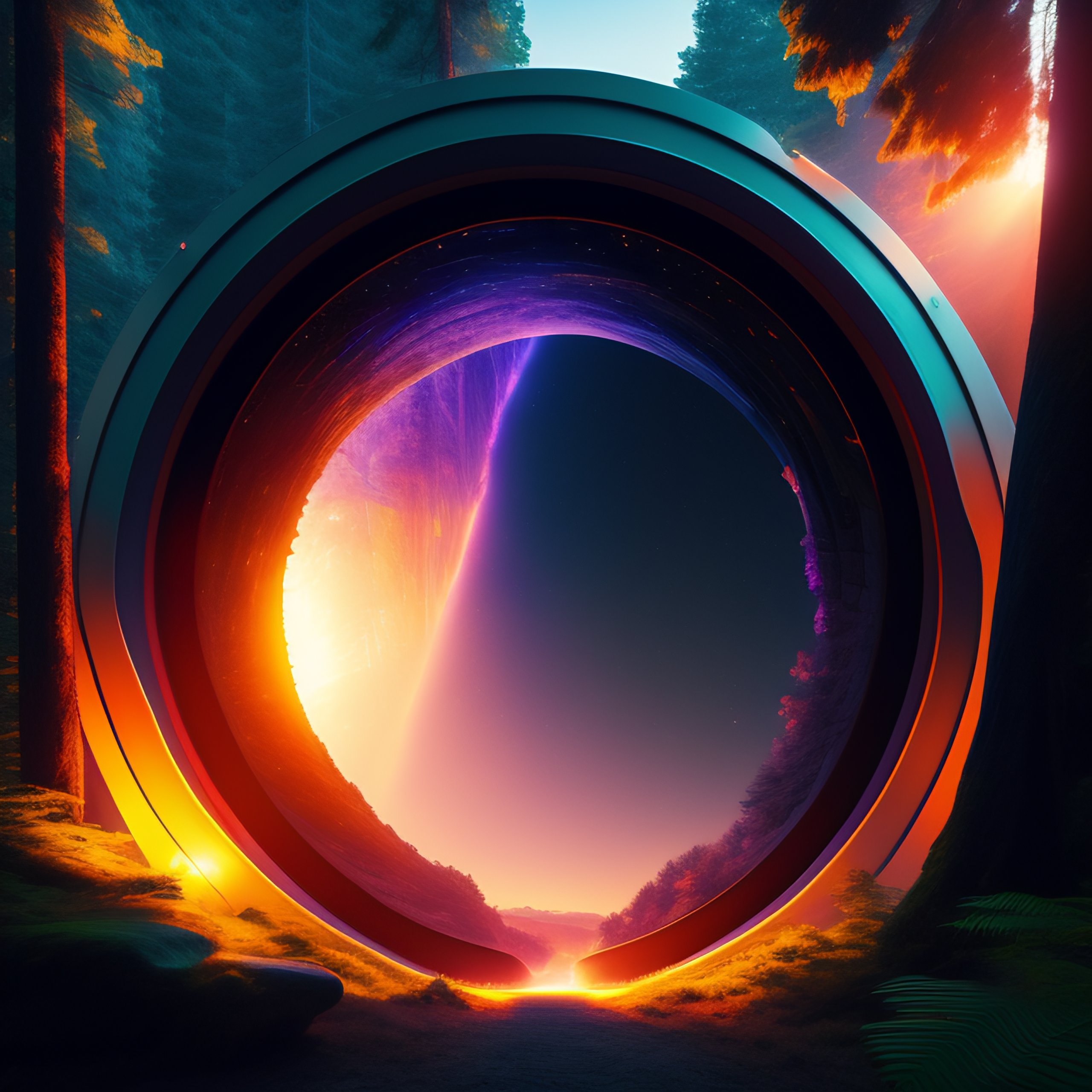 Lexica - Photograph of a glowing intergalactic portal that was ...