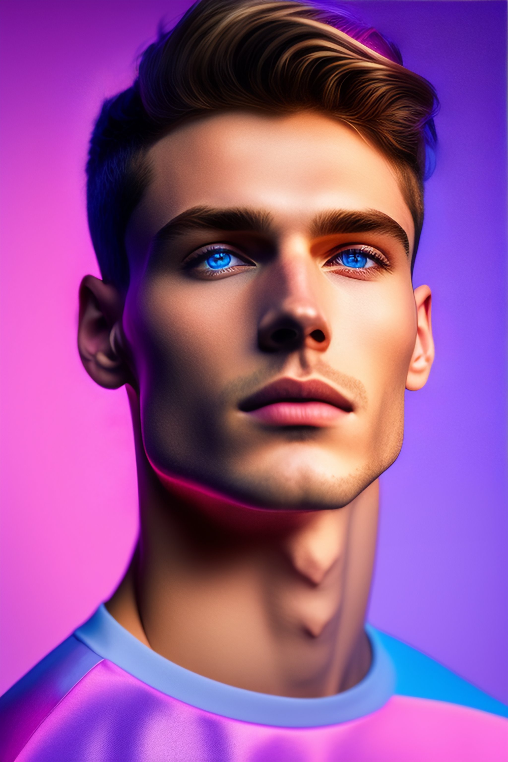 Lexica - Portrait pink and blue soft ambient flat portrait photo of a ...