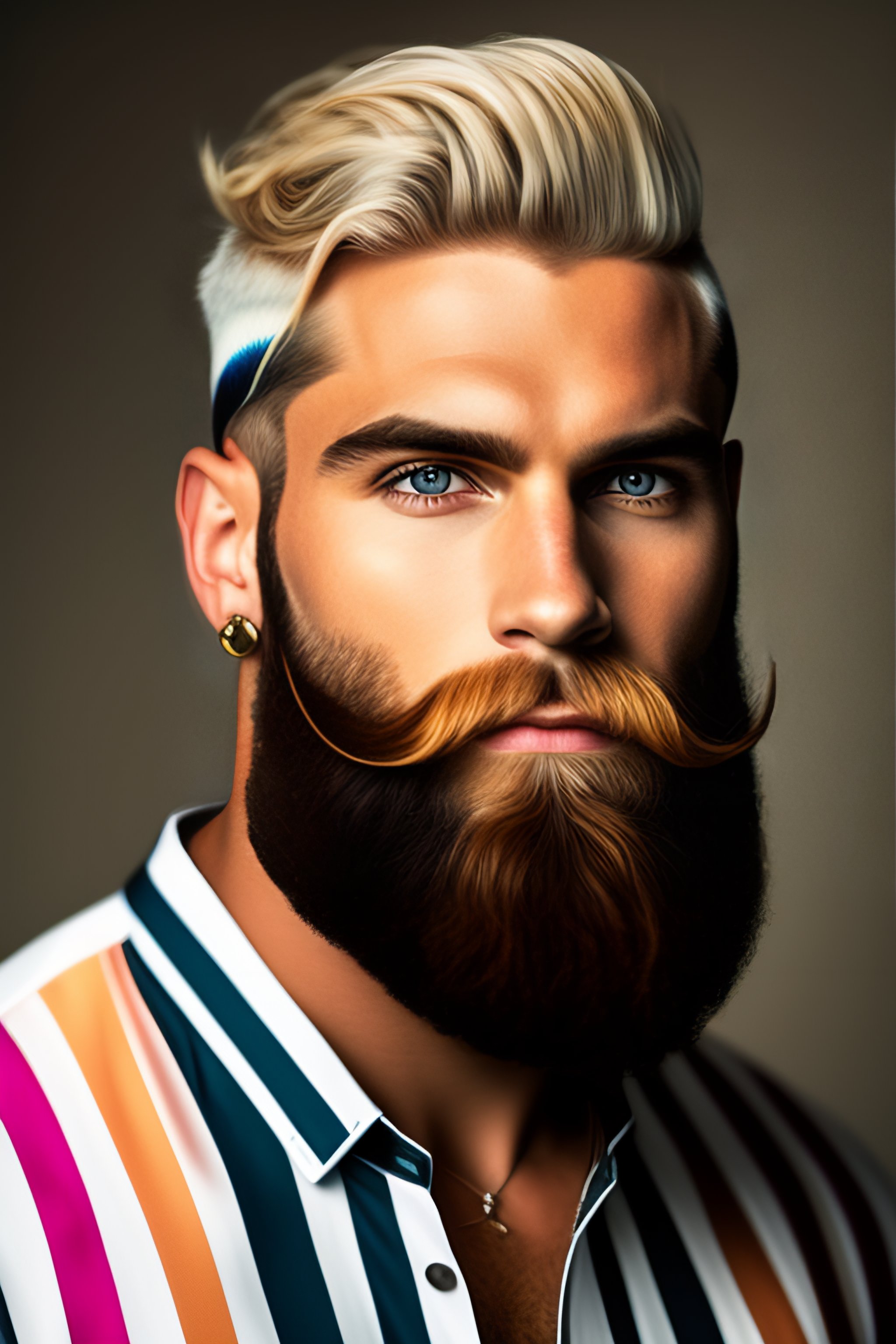 Lexica - Man with beard, blonde, striped shirt