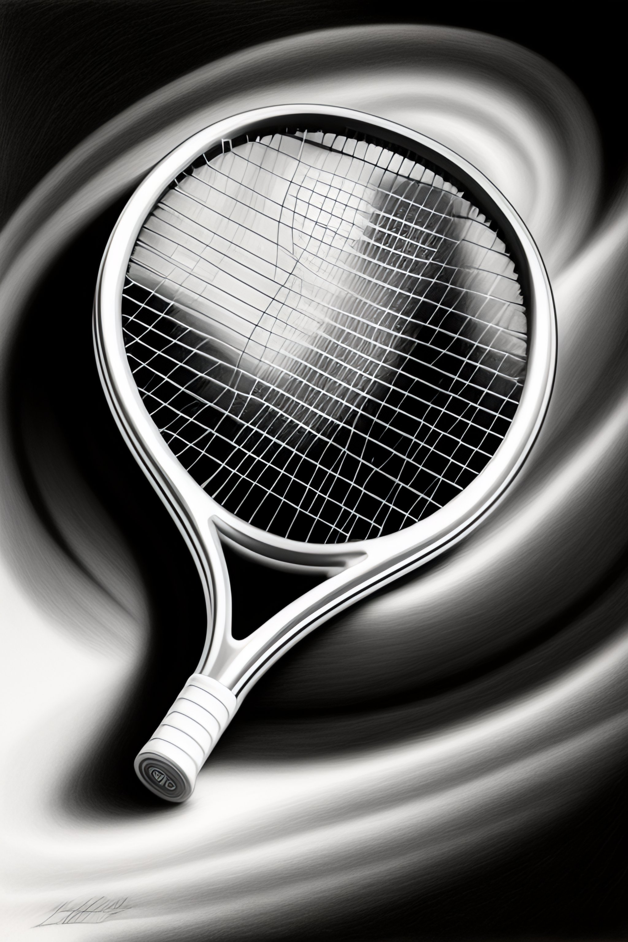 Lexica - Tennis racket in space pencil drawing