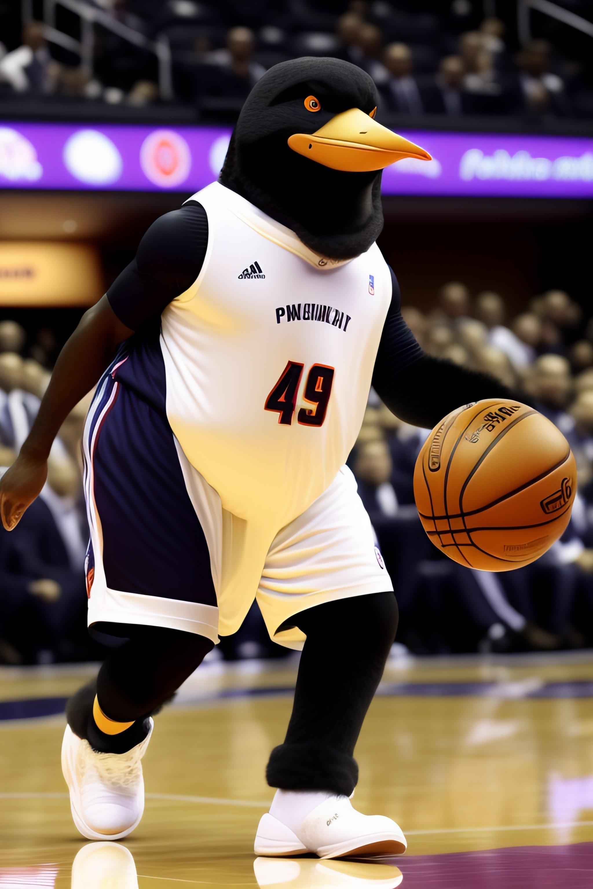 Lexica - An anthropomorphic penguin in basketball outfit playing on ...