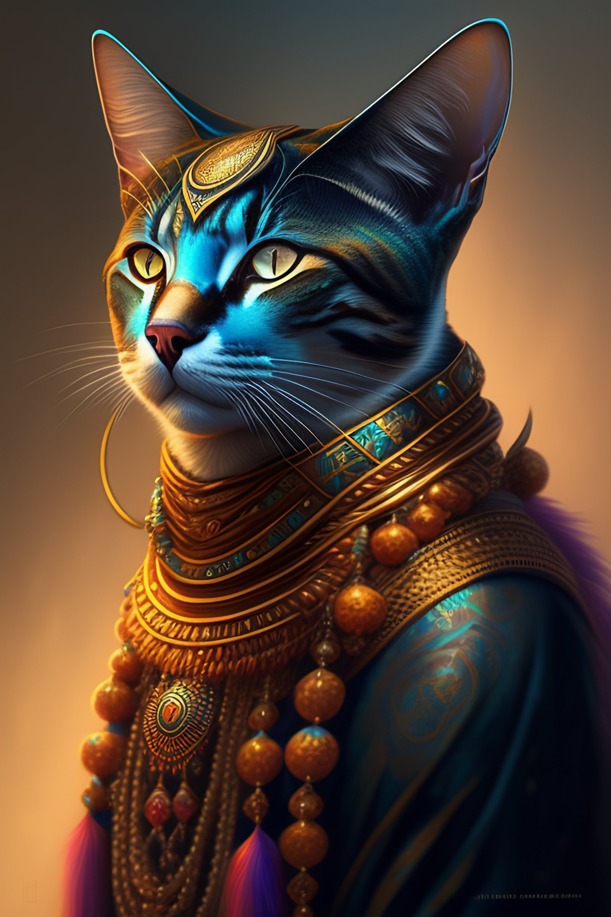 Lexica - A digital painting of a cat shaman, inspired by tomasz alen ...