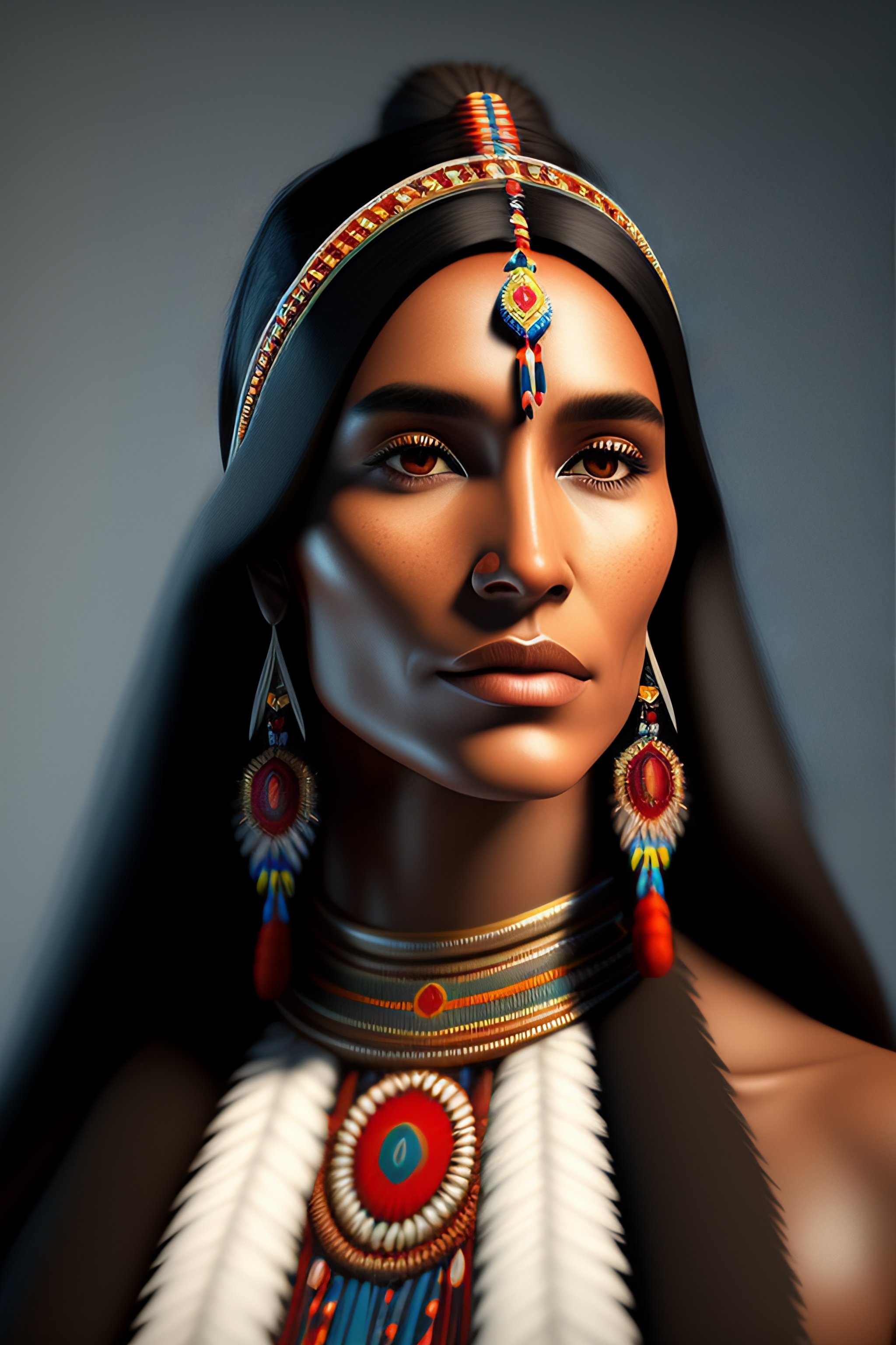 Lexica - Native american portrait in 3d digital art