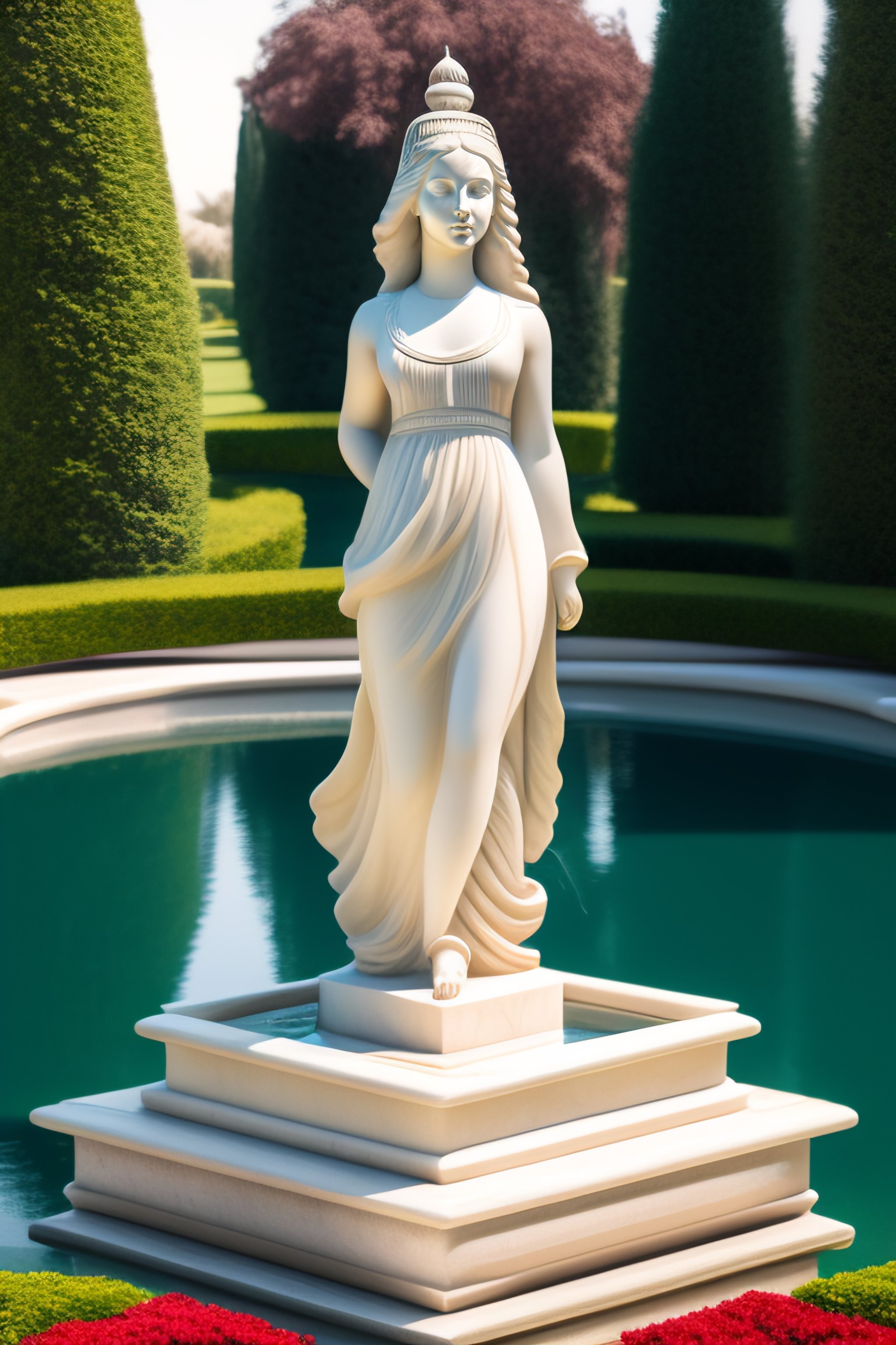 Lexica - A statue of a girl sculpted in white marble in a beautiful ...