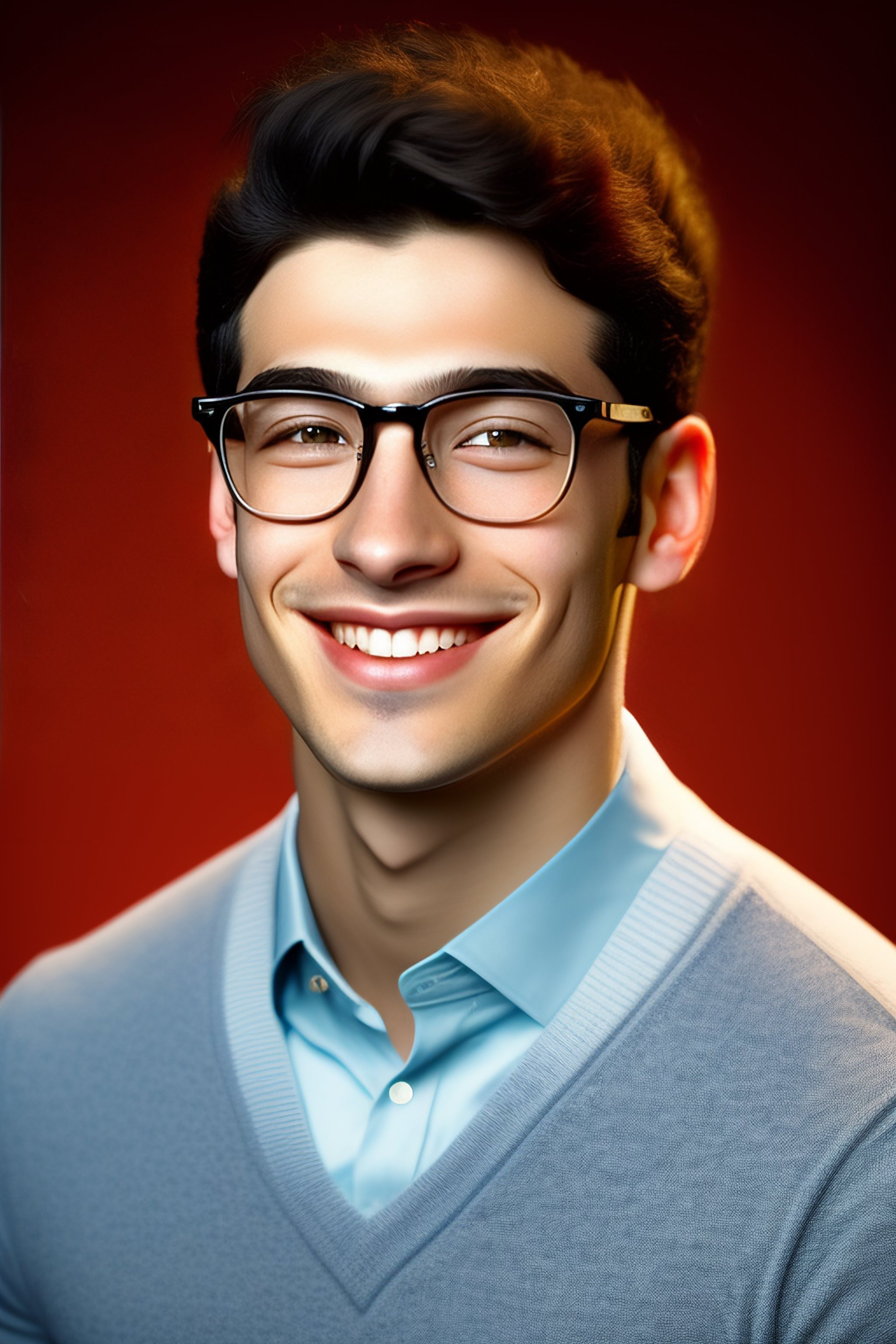 Lexica - A close up of a person wearing glasses, jewish young man with ...
