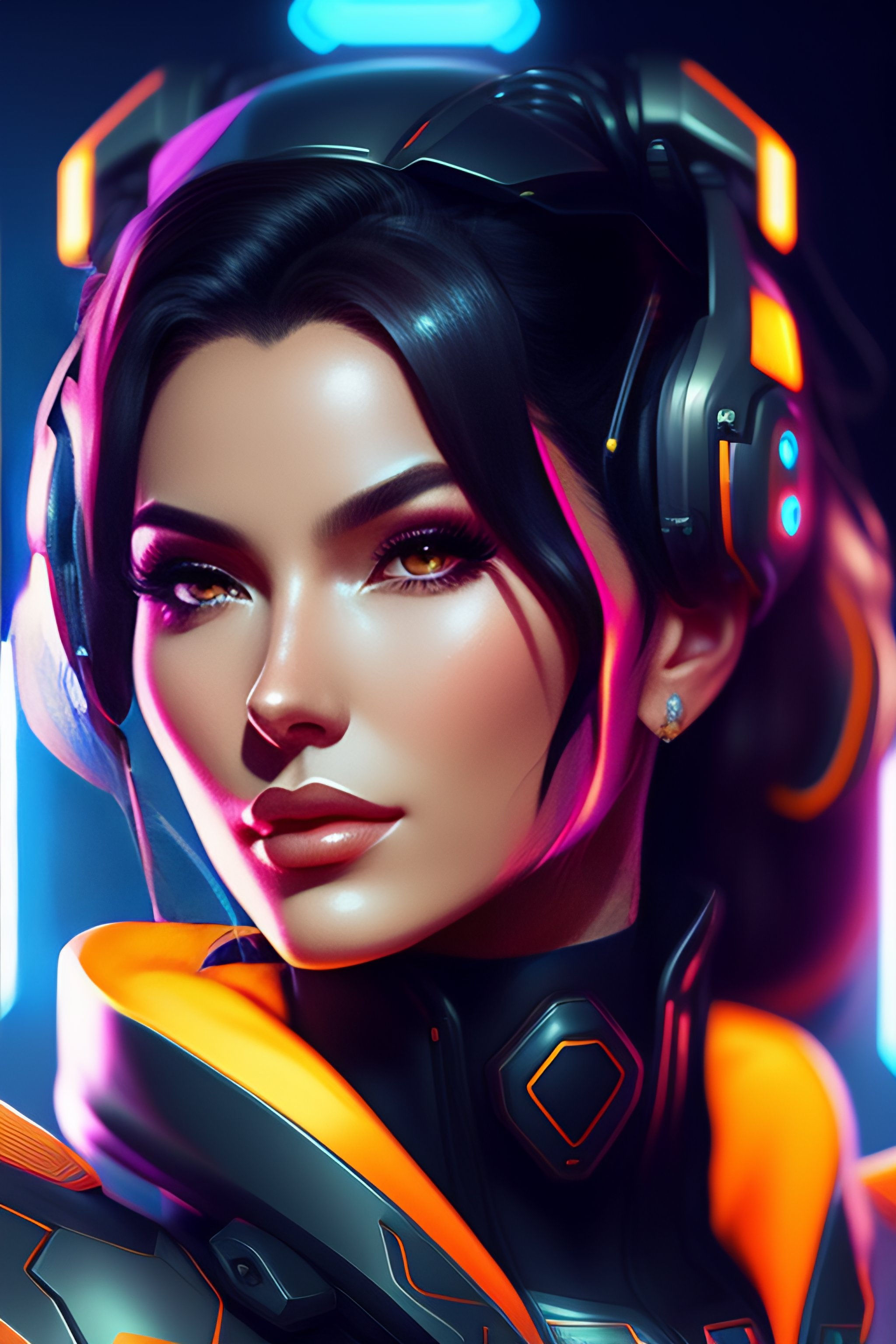 Lexica - Symmetry portrait of dva from overwatch, closeup, sci - fi ...