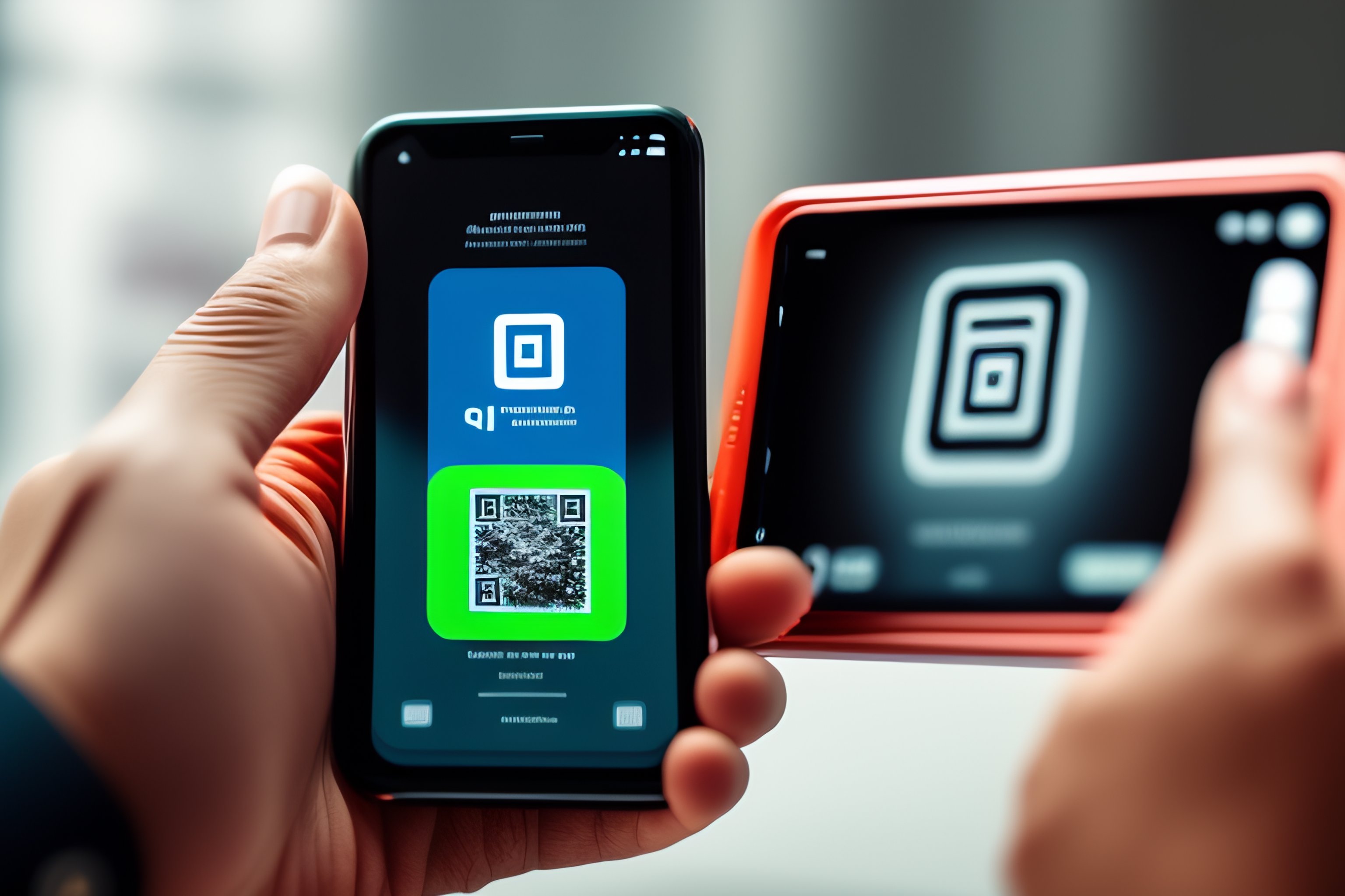 Lexica - An illustration of a smartphone scanning a QR code on another ...