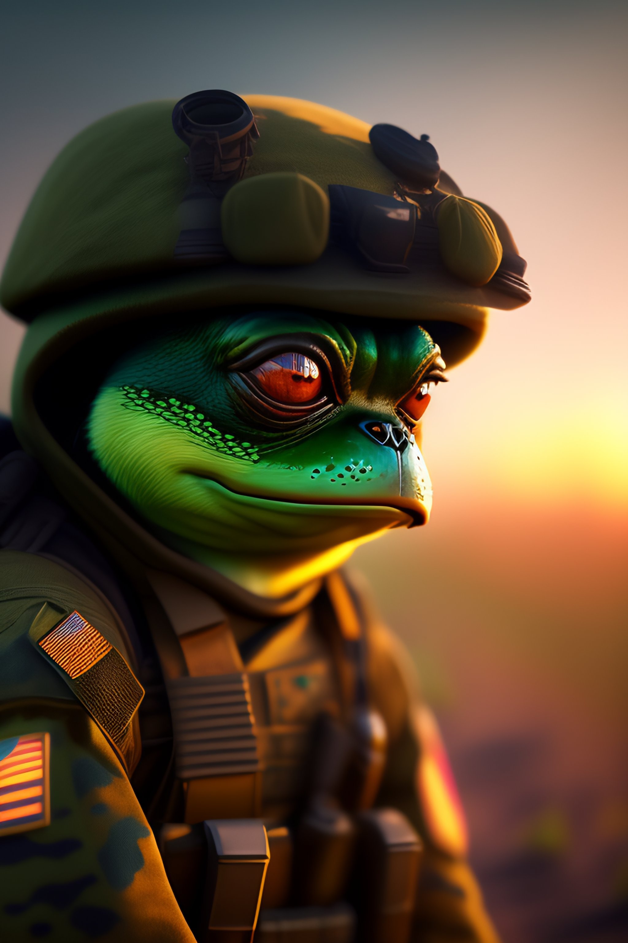 Lexica - An exhausted pepe the frog at the frontlines in the army at ...