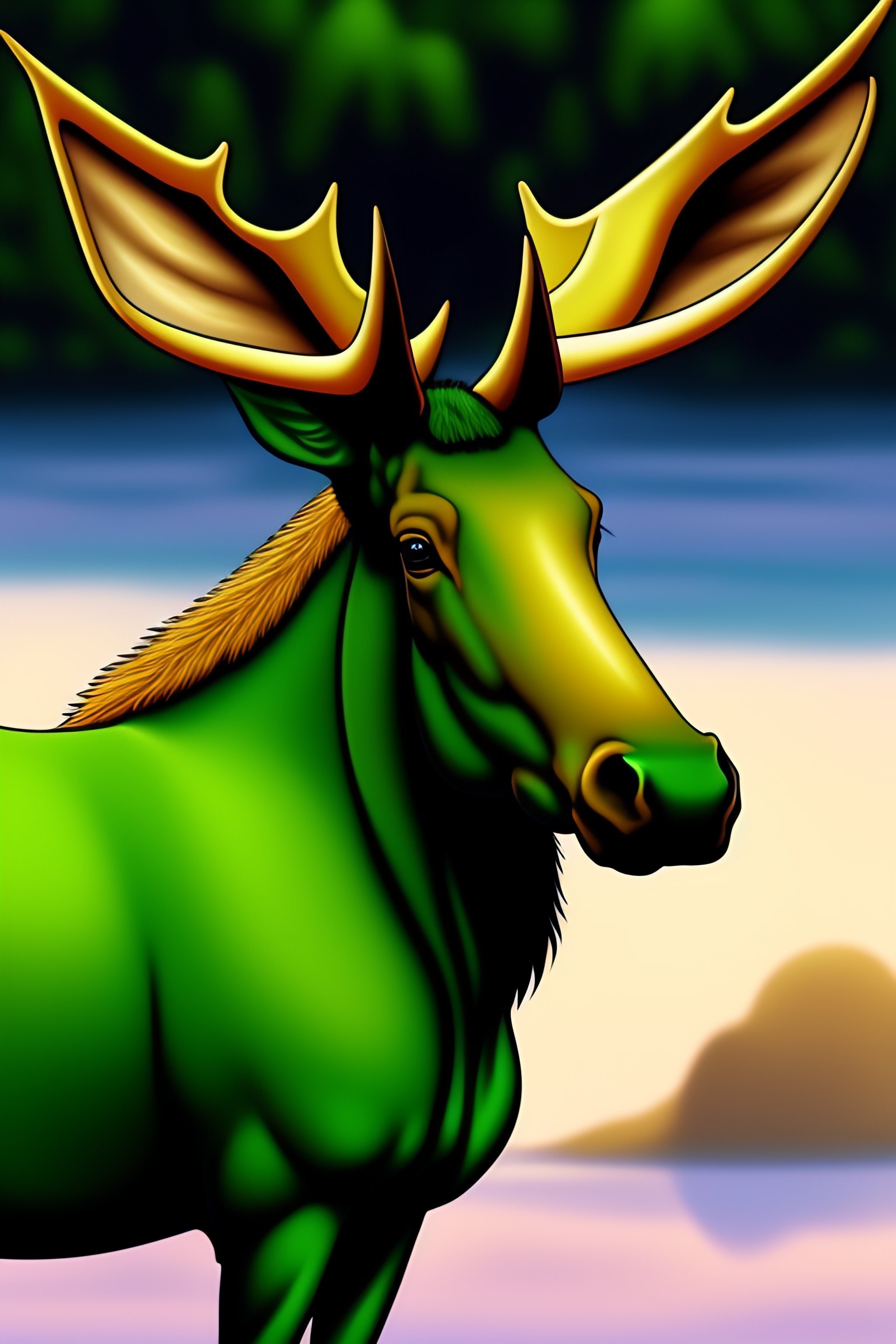 Lexica - Anime illustration of a Green Moose