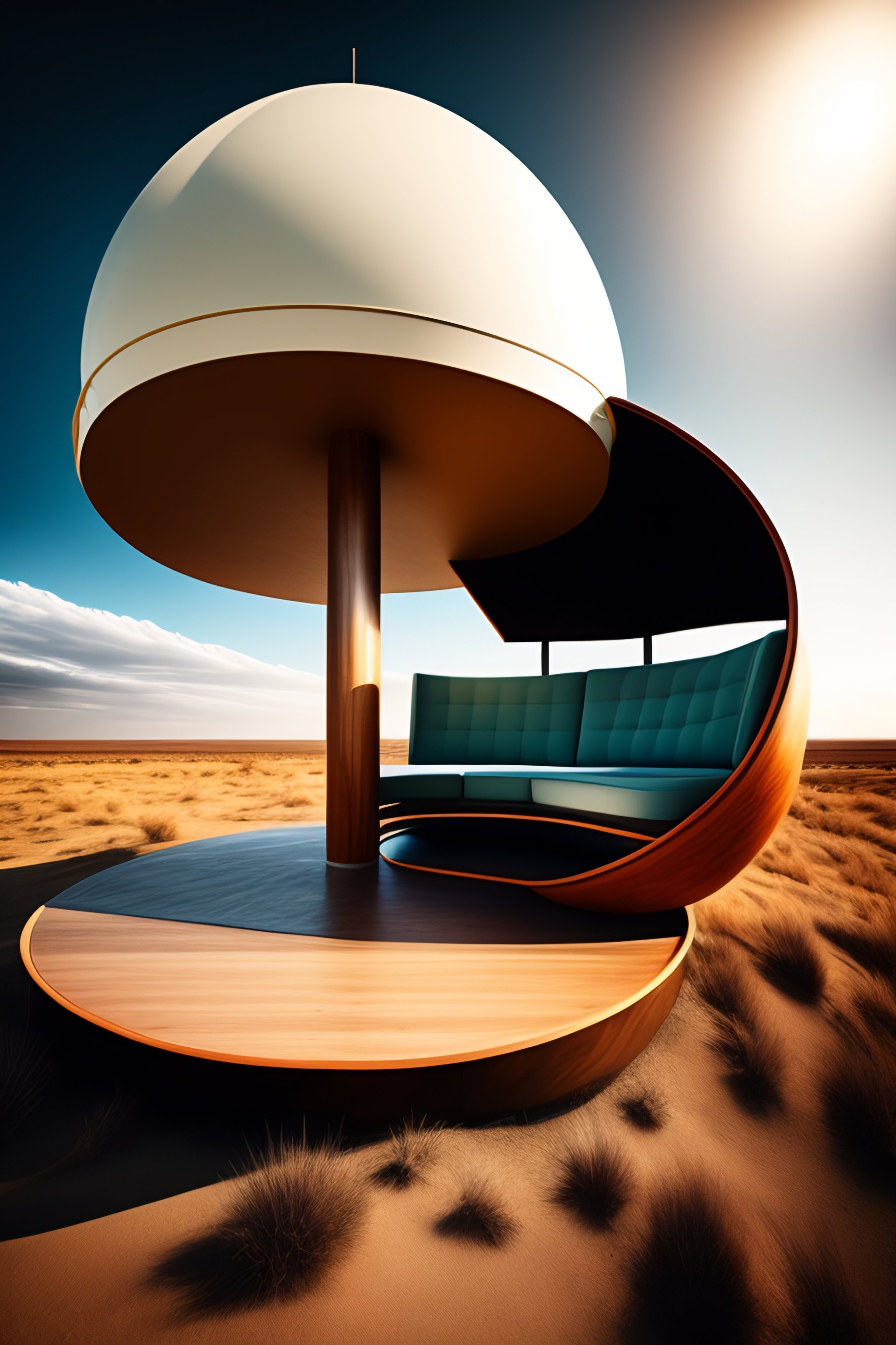 Lexica - Round sofa in ufo flying