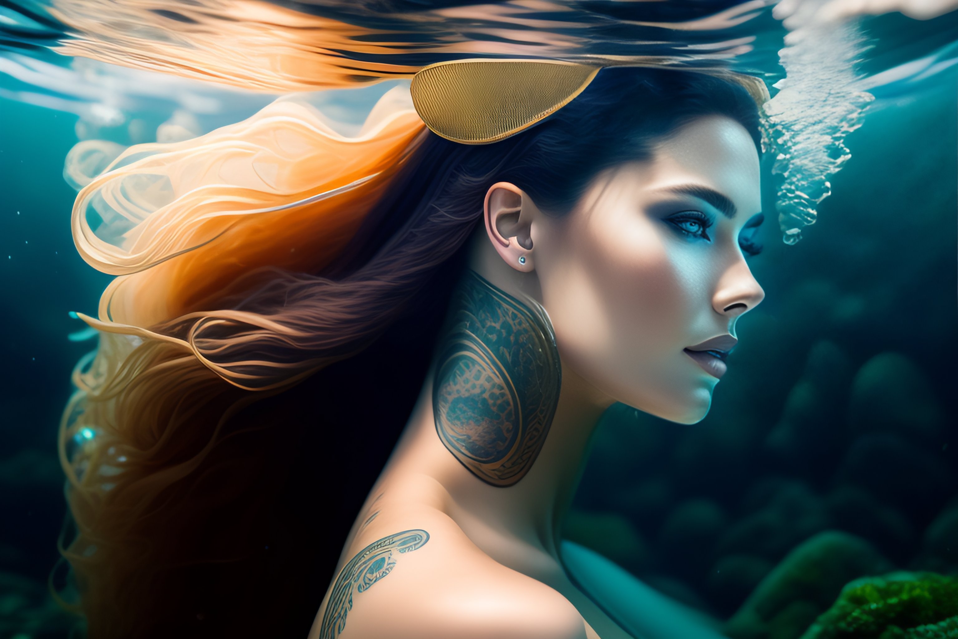 Lexica - Underwater photography full body portrait of beautiful ...