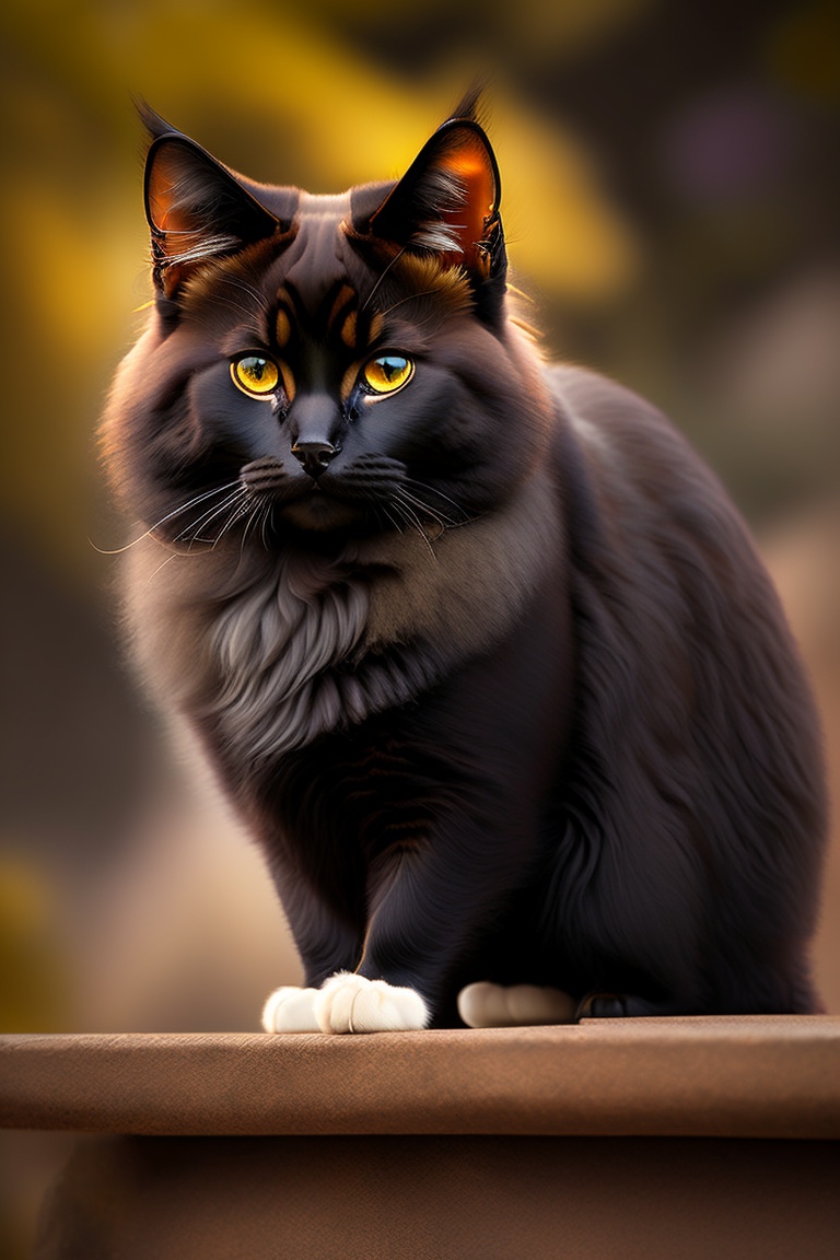 Lexica - A poster style stunningly beatifully black main kune cat ...