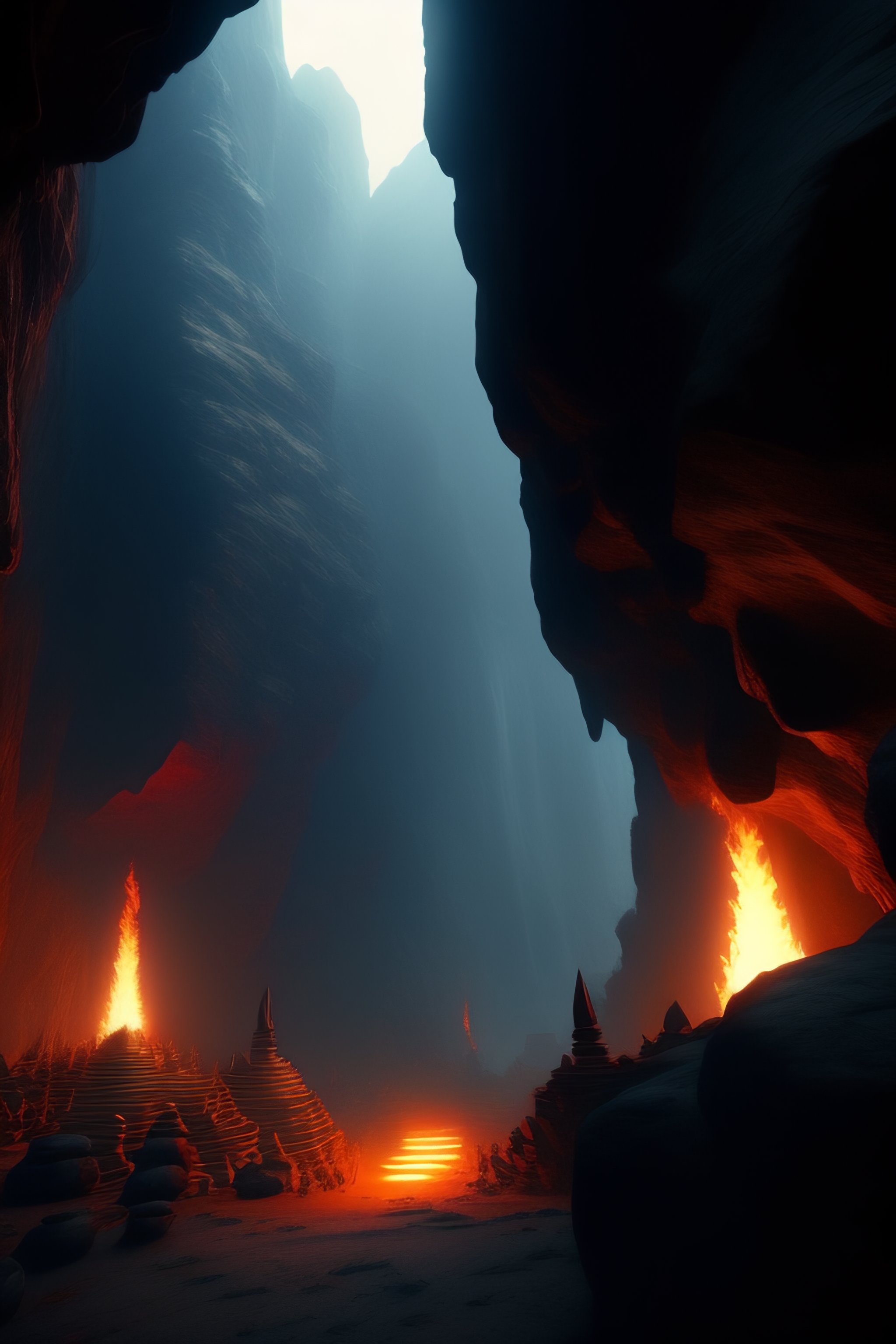 Lexica - Intricate, crisp, noisy, hell, cave, volumetric, dark ...