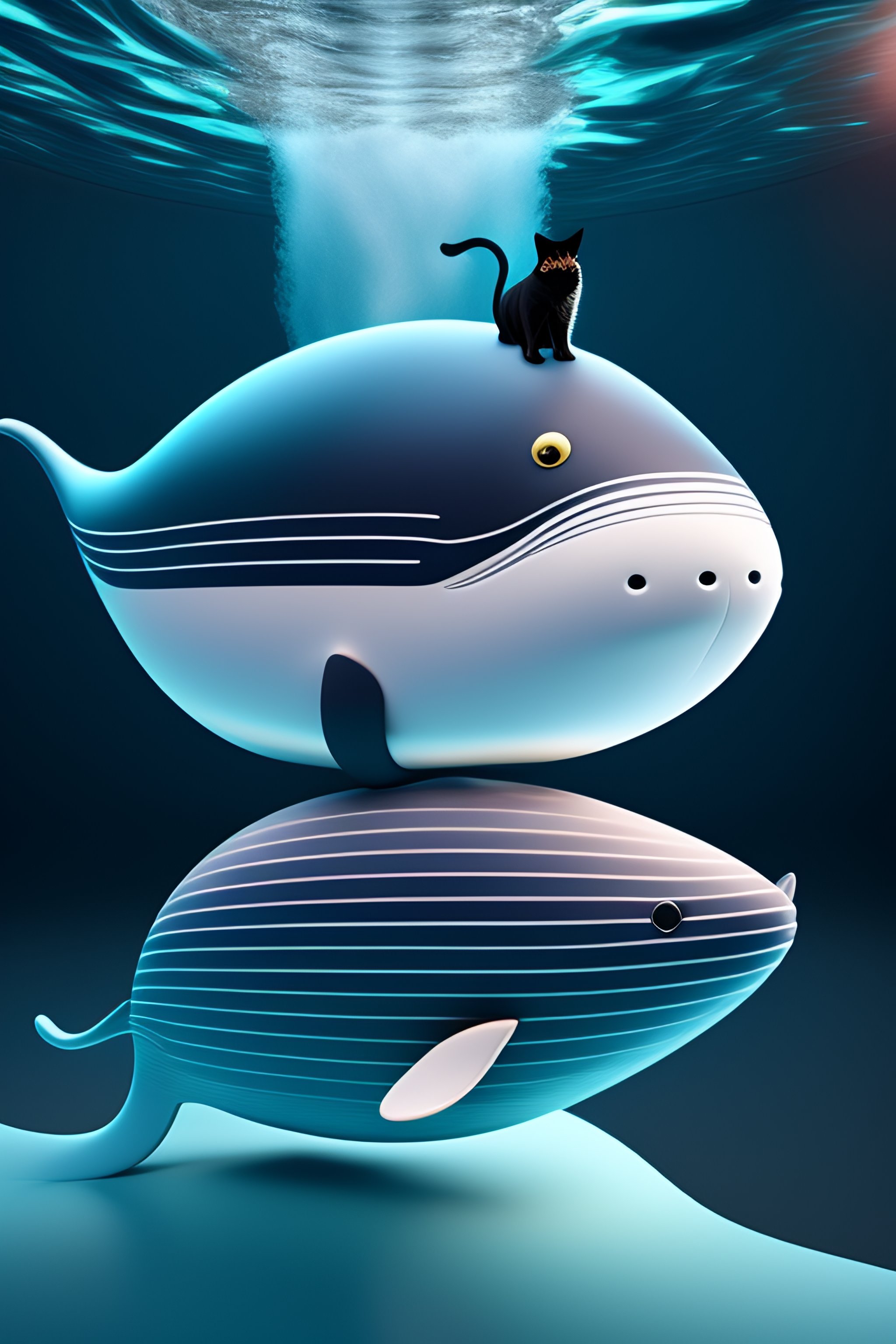 Lexica - 3d render of a cat riding a whale