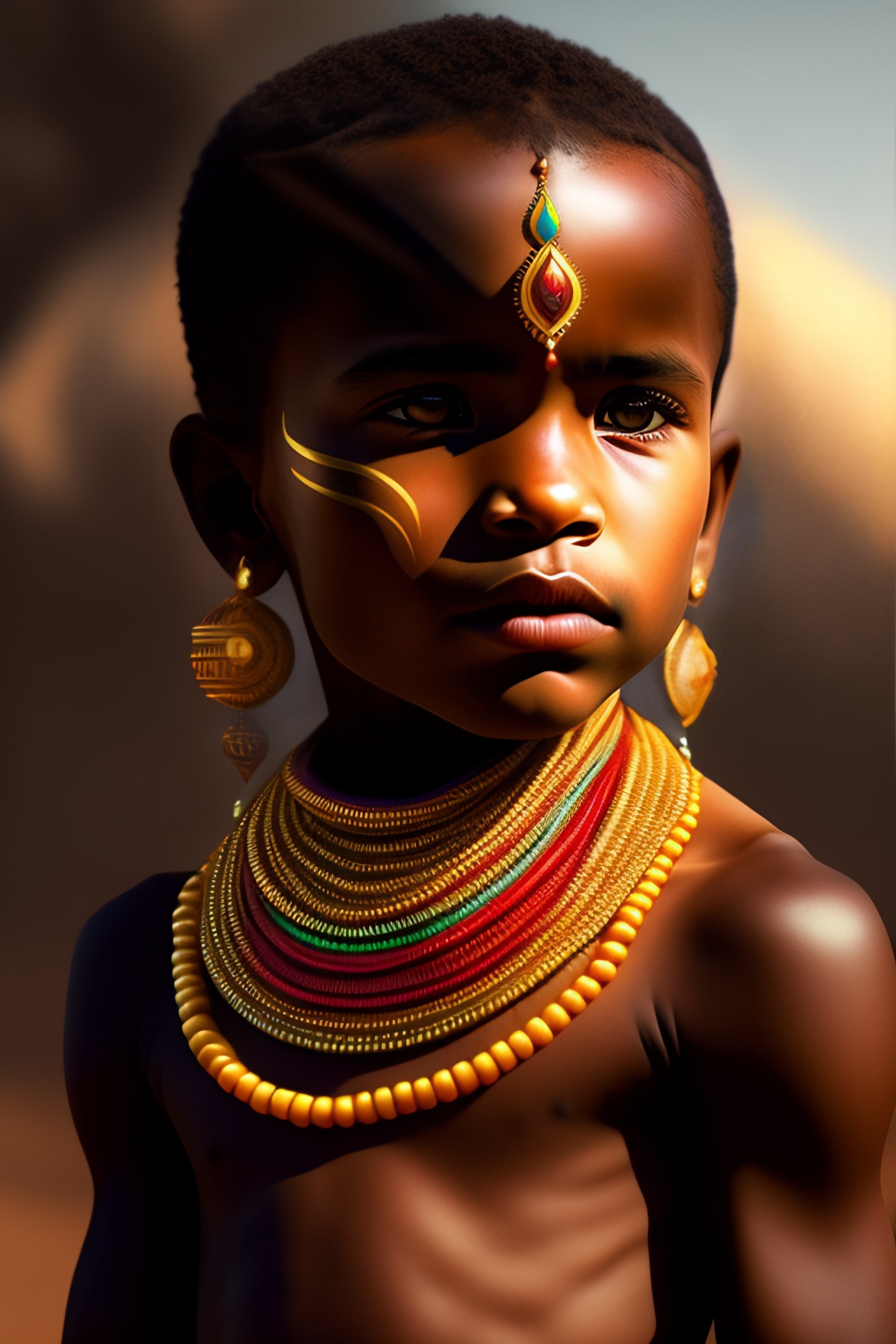 Lexica - Ethiopian kid meditating, he has tribal face markings and war ...
