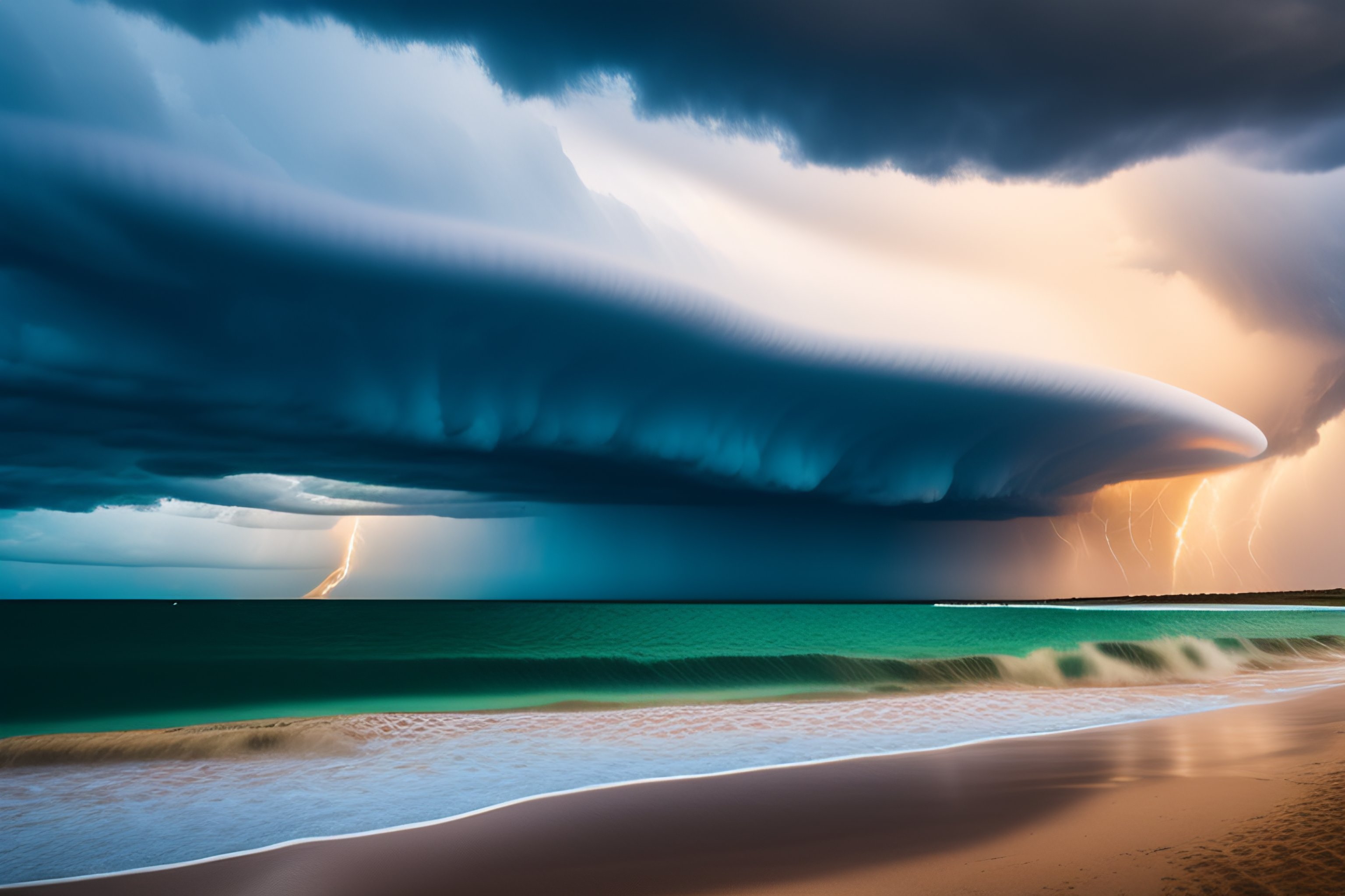 Lexica - View of a storm over a beach. Mammatus clouds. Summer season ...