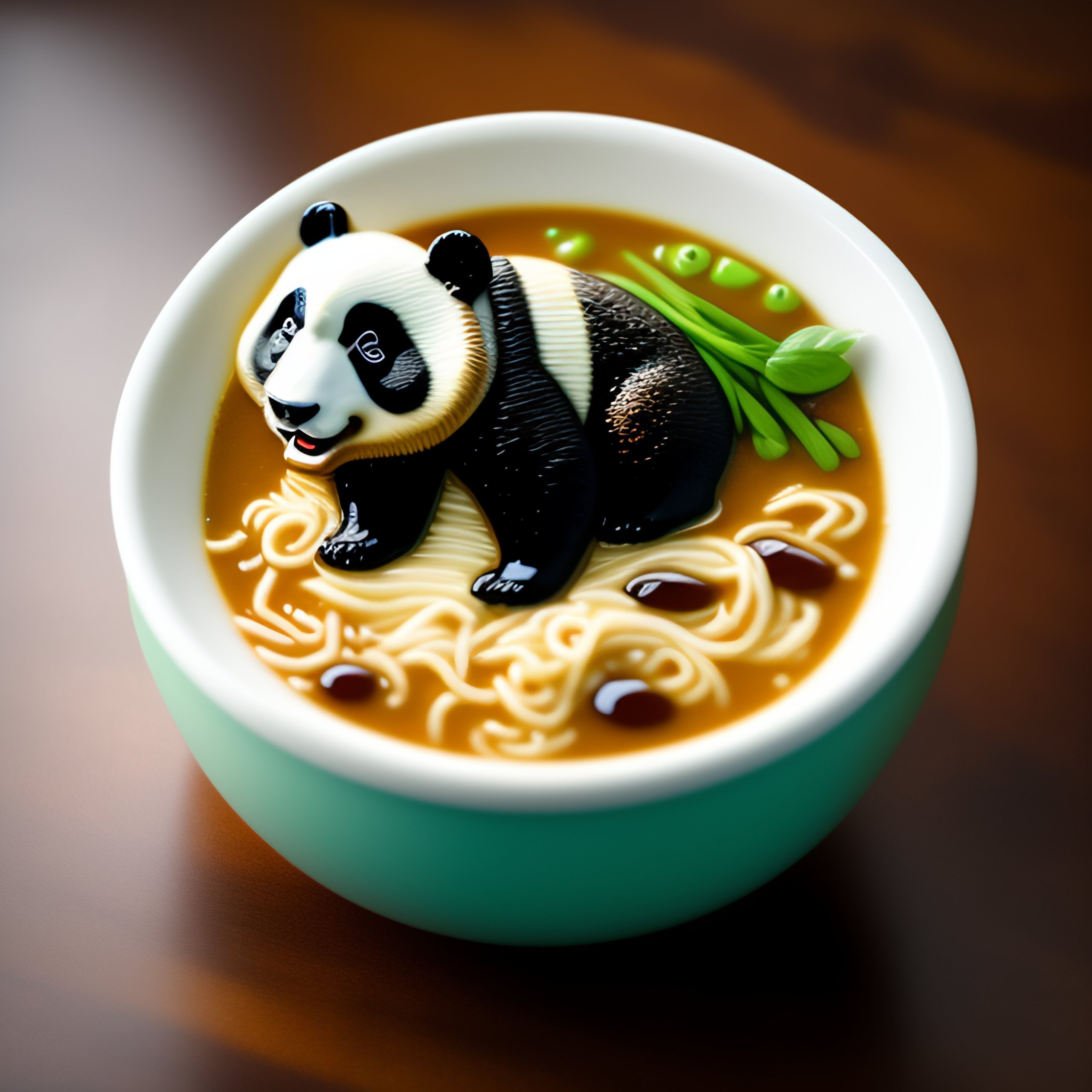Lexica - A panda surfing on a ramen bowl