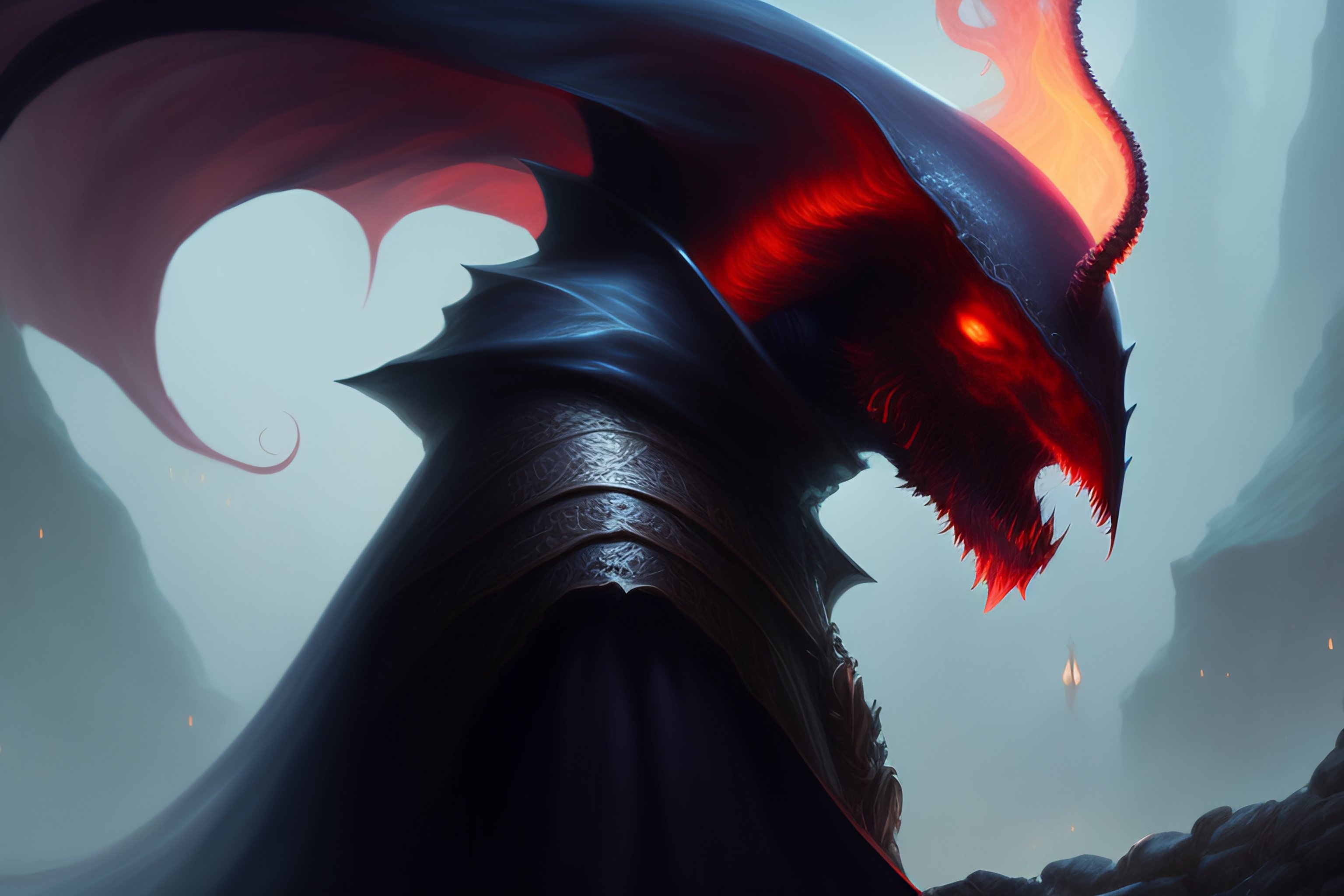 Lexica - Scene of a dark red demon cleric wizard summoning a fantasy ...