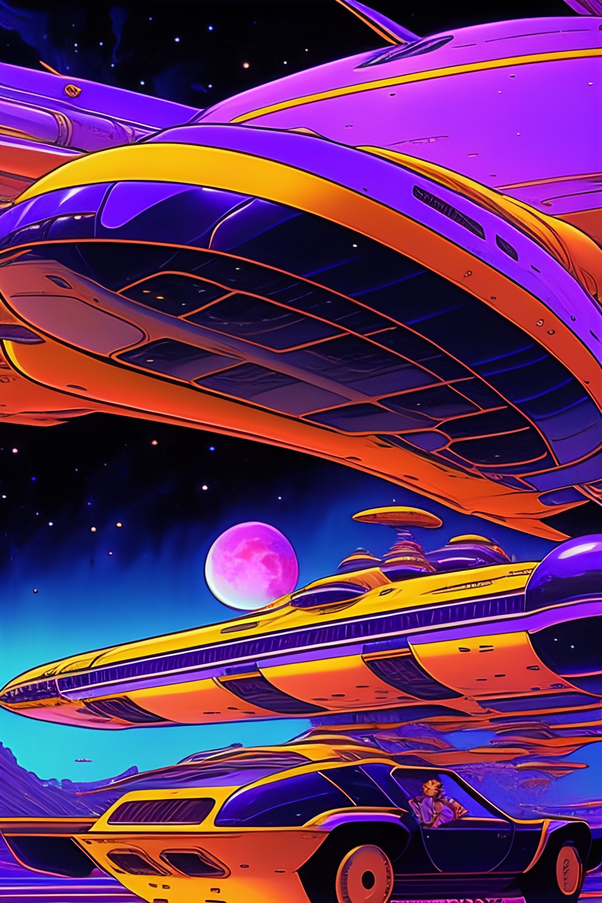 Lexica - Vintage 90's anime style. cluttered starship interior; crew ...