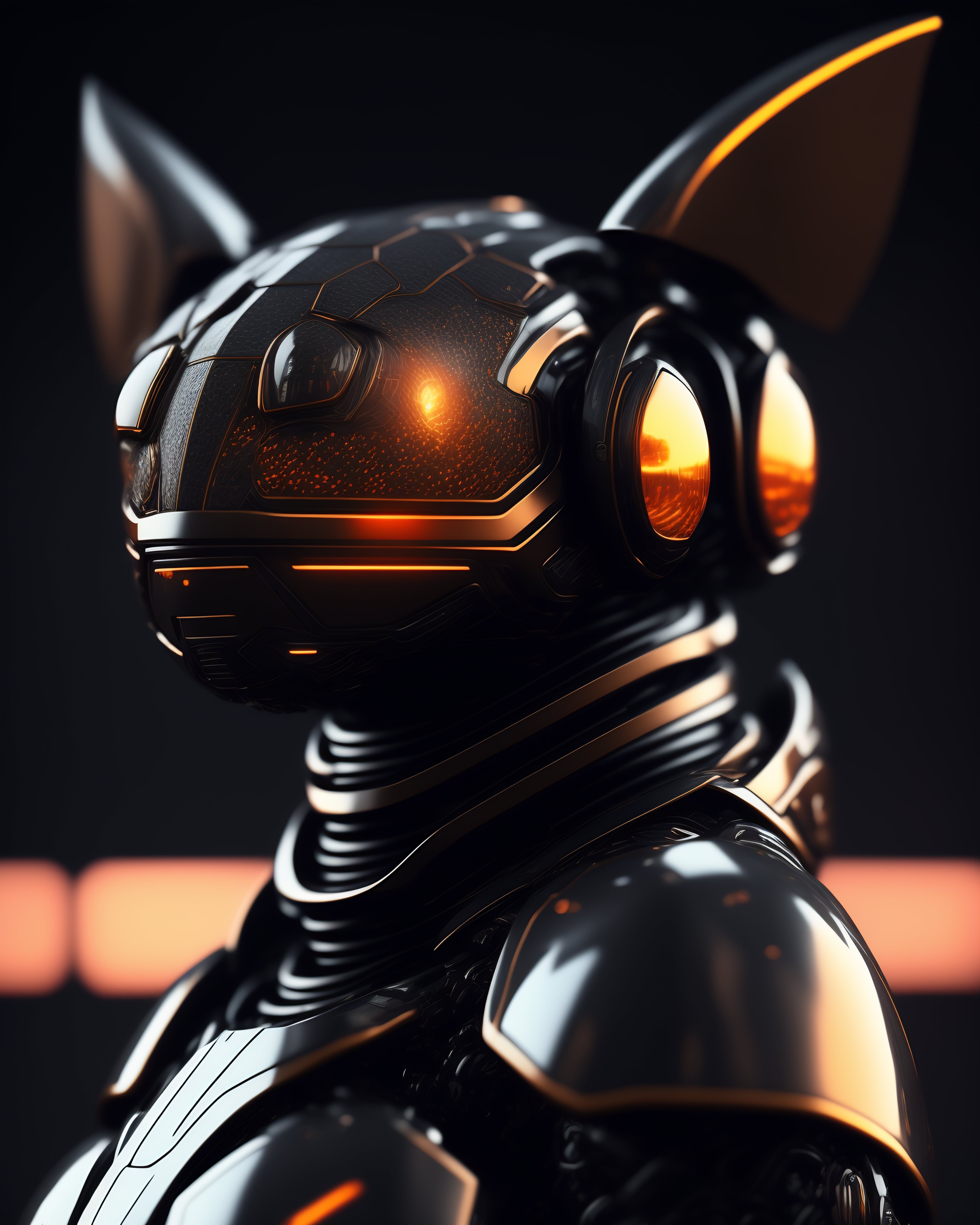 Lexica - Portrait of a cybernetic standing black turtle, low angle ...