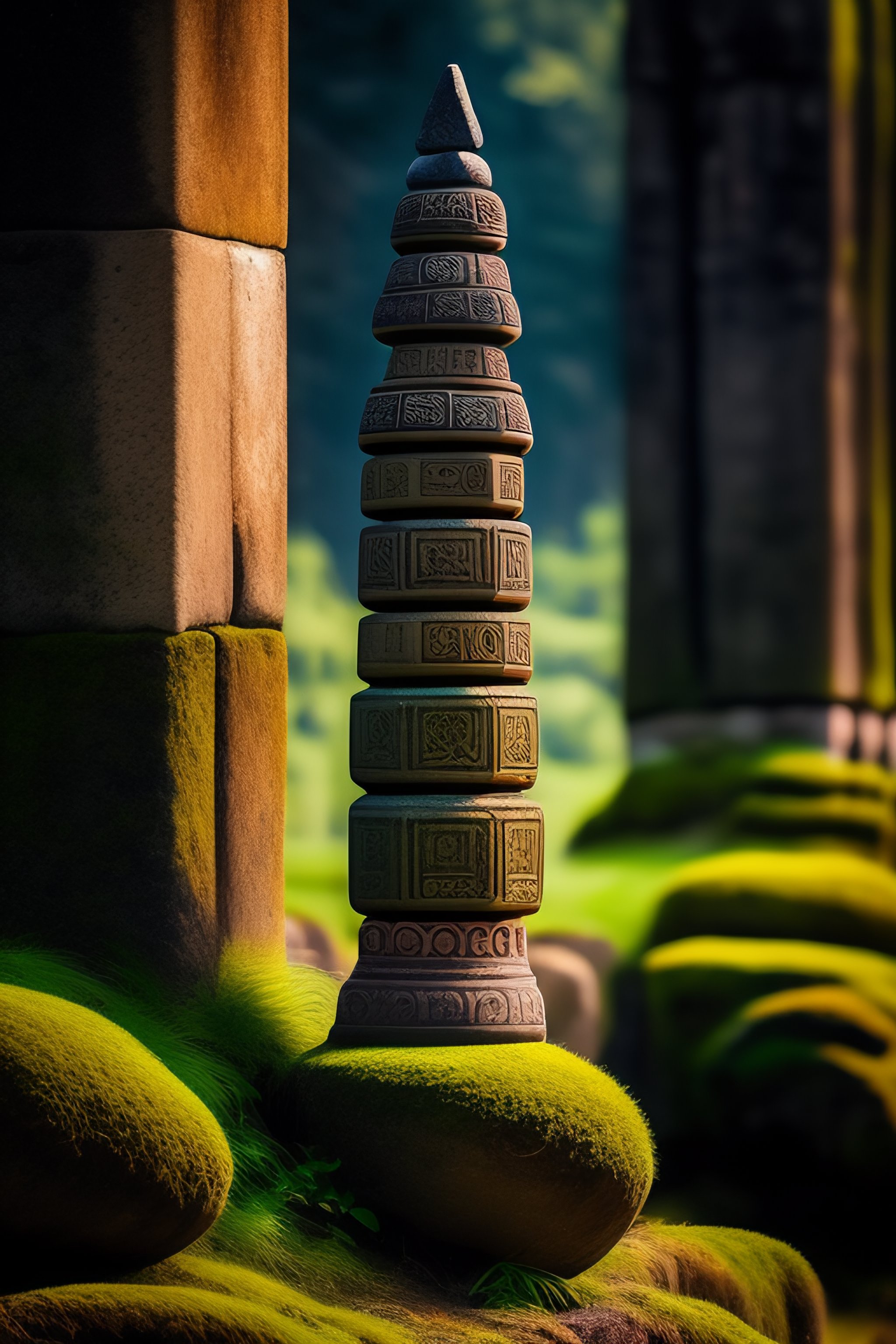 Lexica - Ancient stone mushroom man totem,temple, ruins