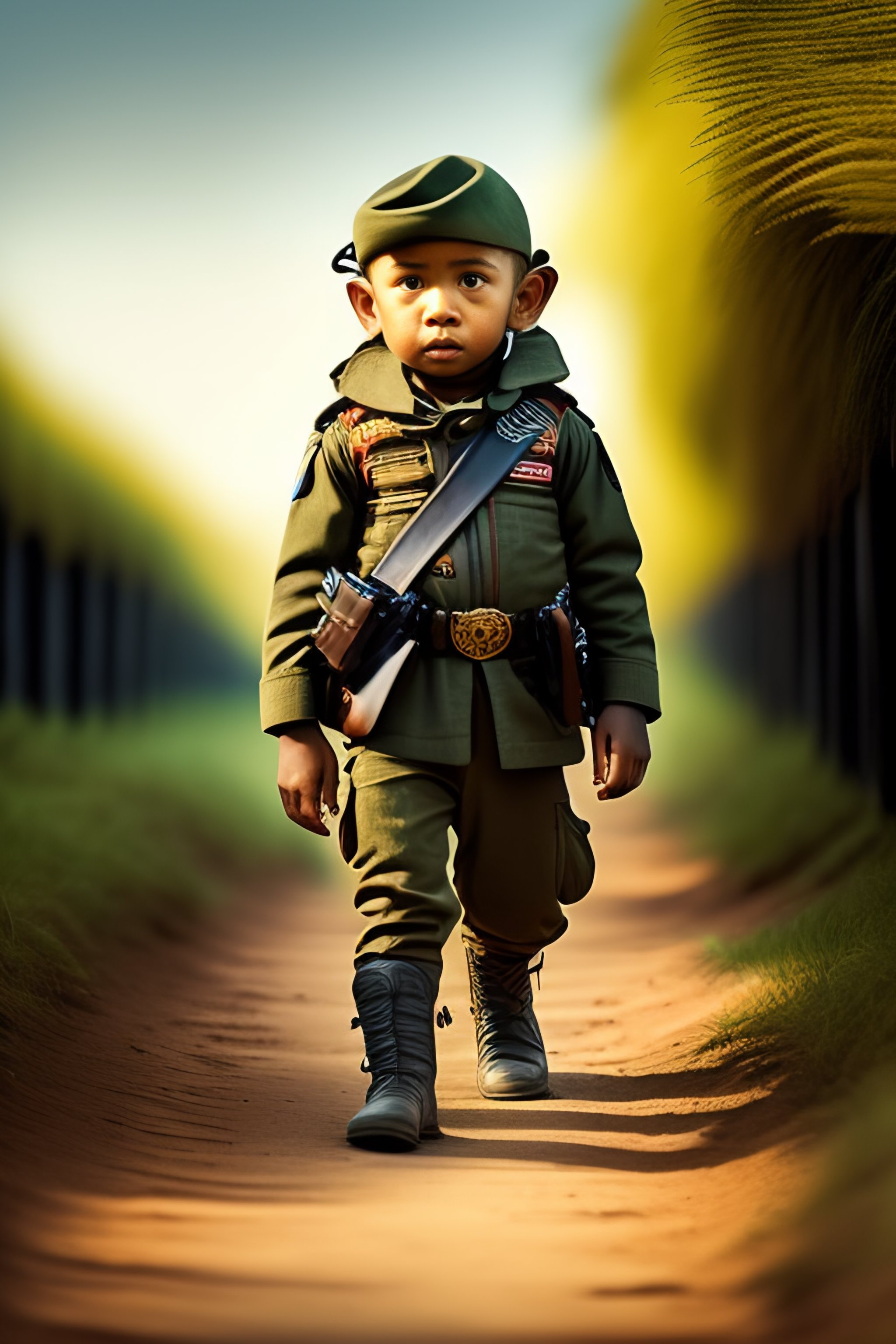 Lexica - Portrait of a little monkey seen as a militia soldier walking ...