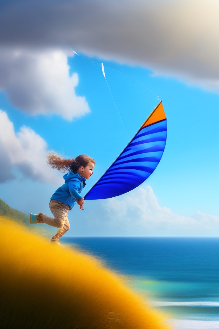 Lexica - One sunny day, as Liam was flying his favorite blue kite, a ...