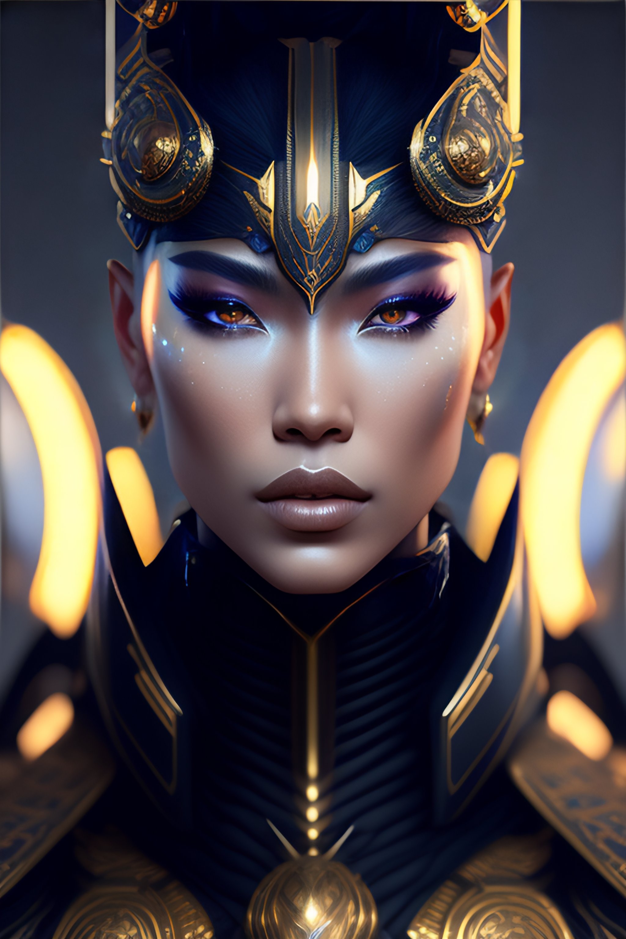 Lexica - Symmetry!! portrait of cyberpunk alien male emperor mecha in ...