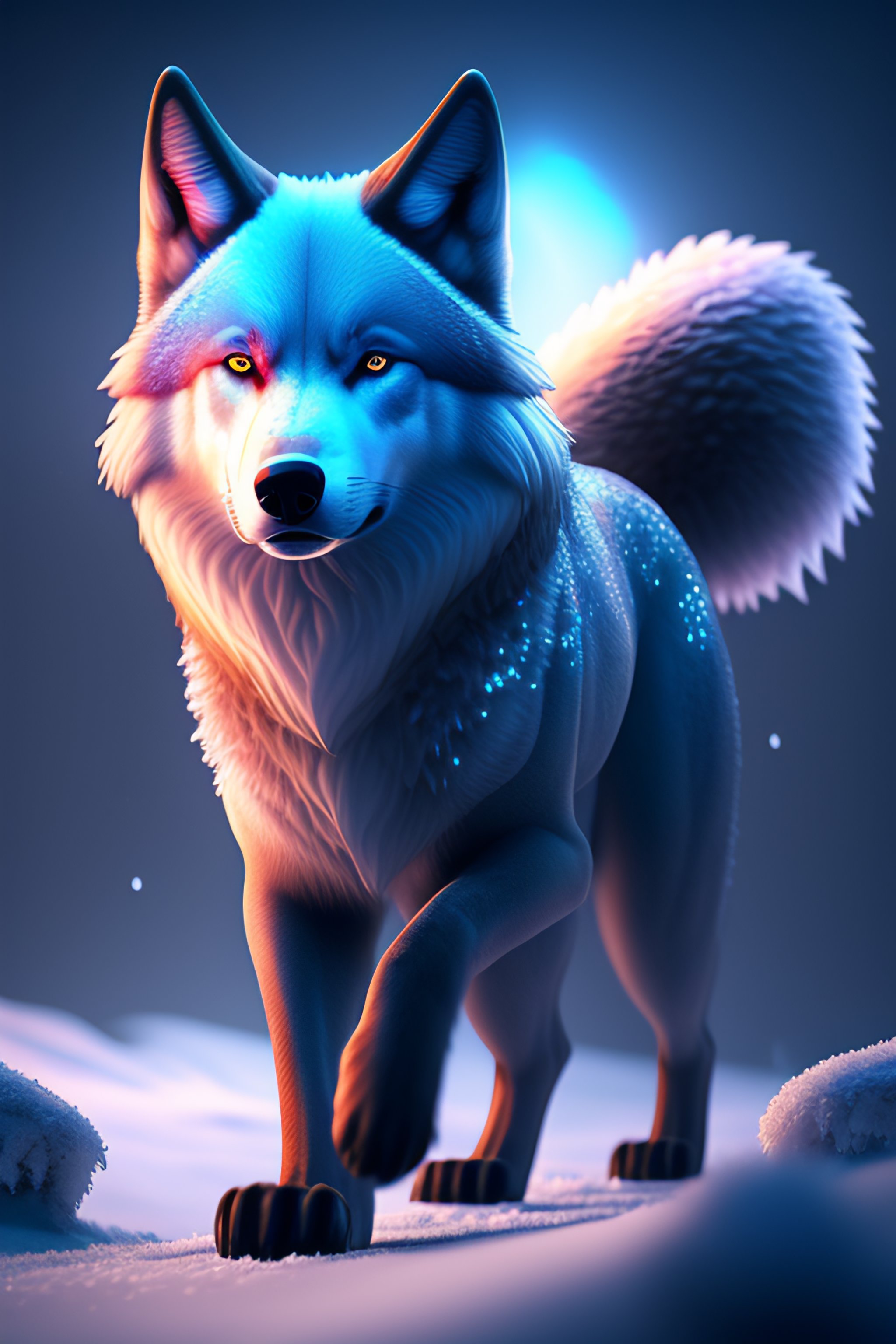 Lexica - A large, wolf-like creature with shimmering, icy blue fur that ...