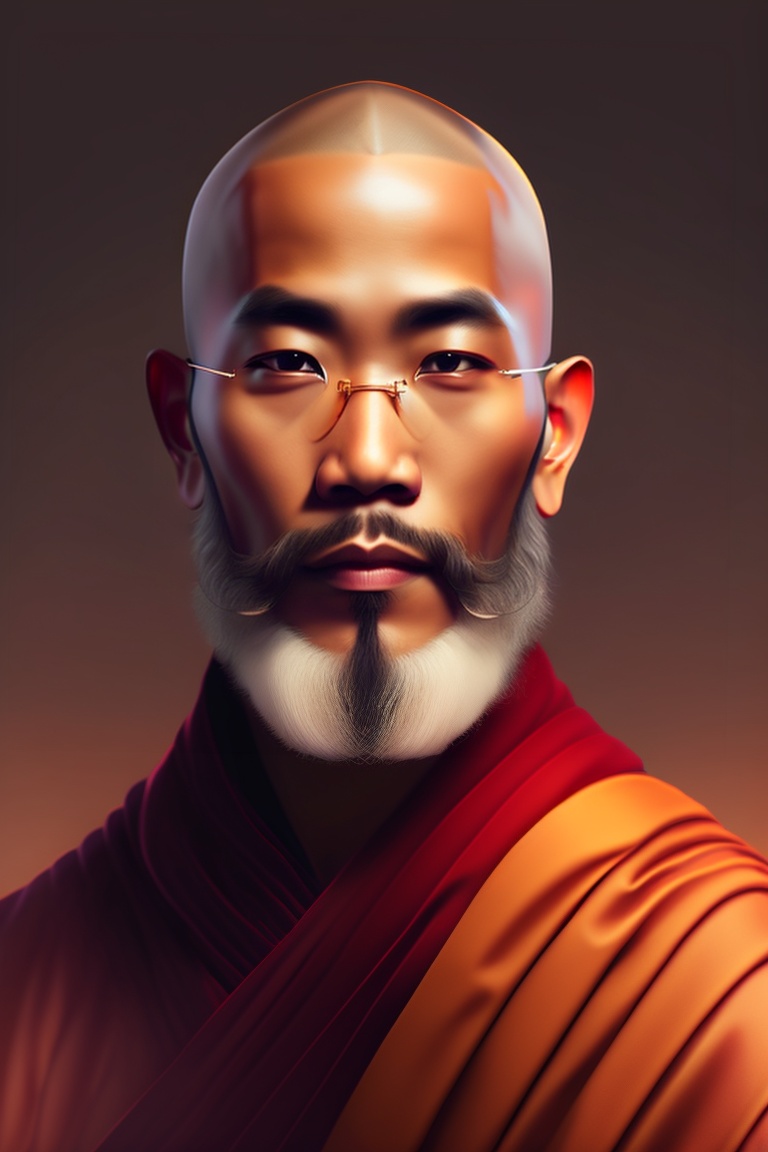 Lexica - Portrait of an ancient Buddhist monk by Malika Favre, digital ...