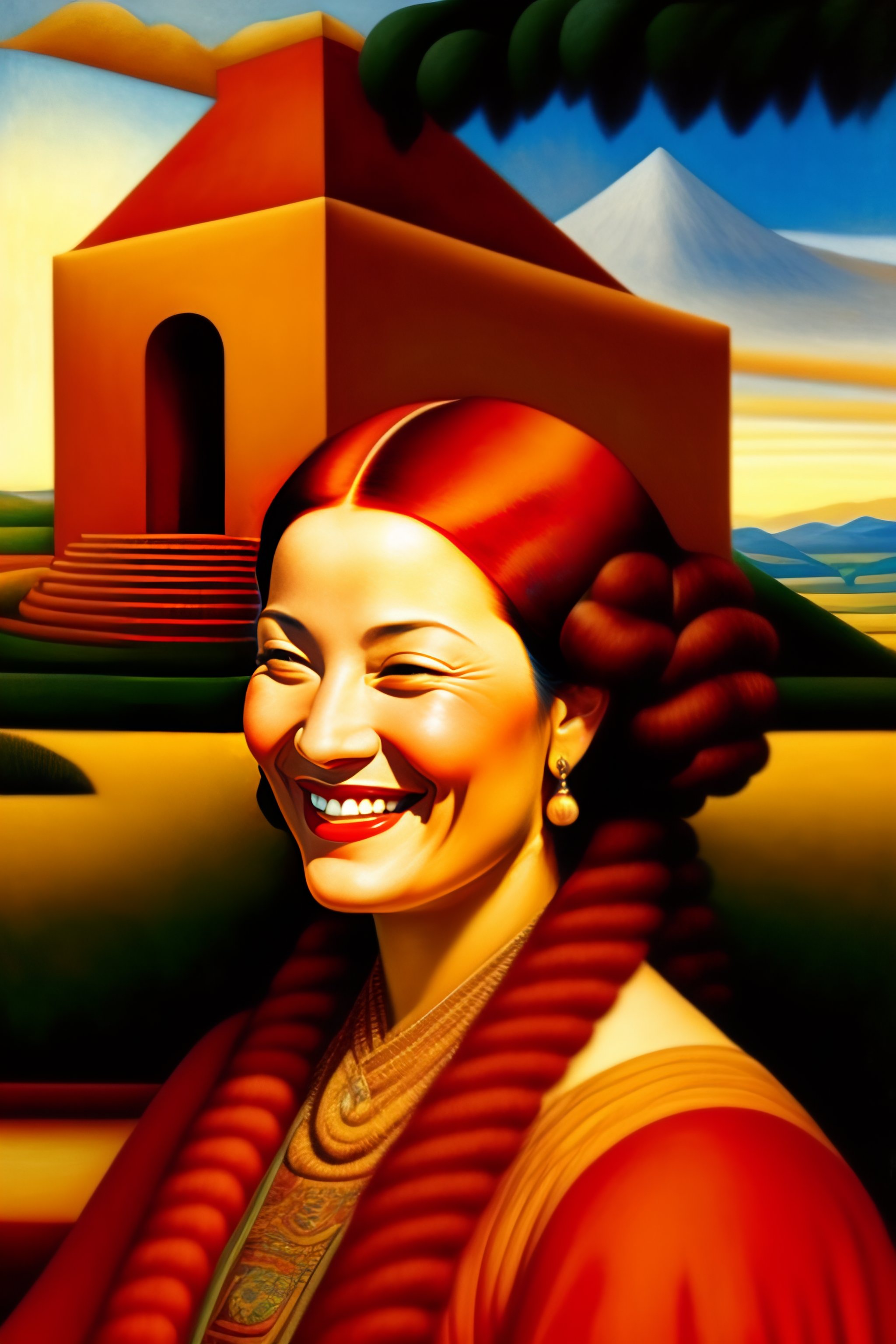 Lexica - Diego Rivera, woman laughing, red hair tied in a bun, da Vinci ...