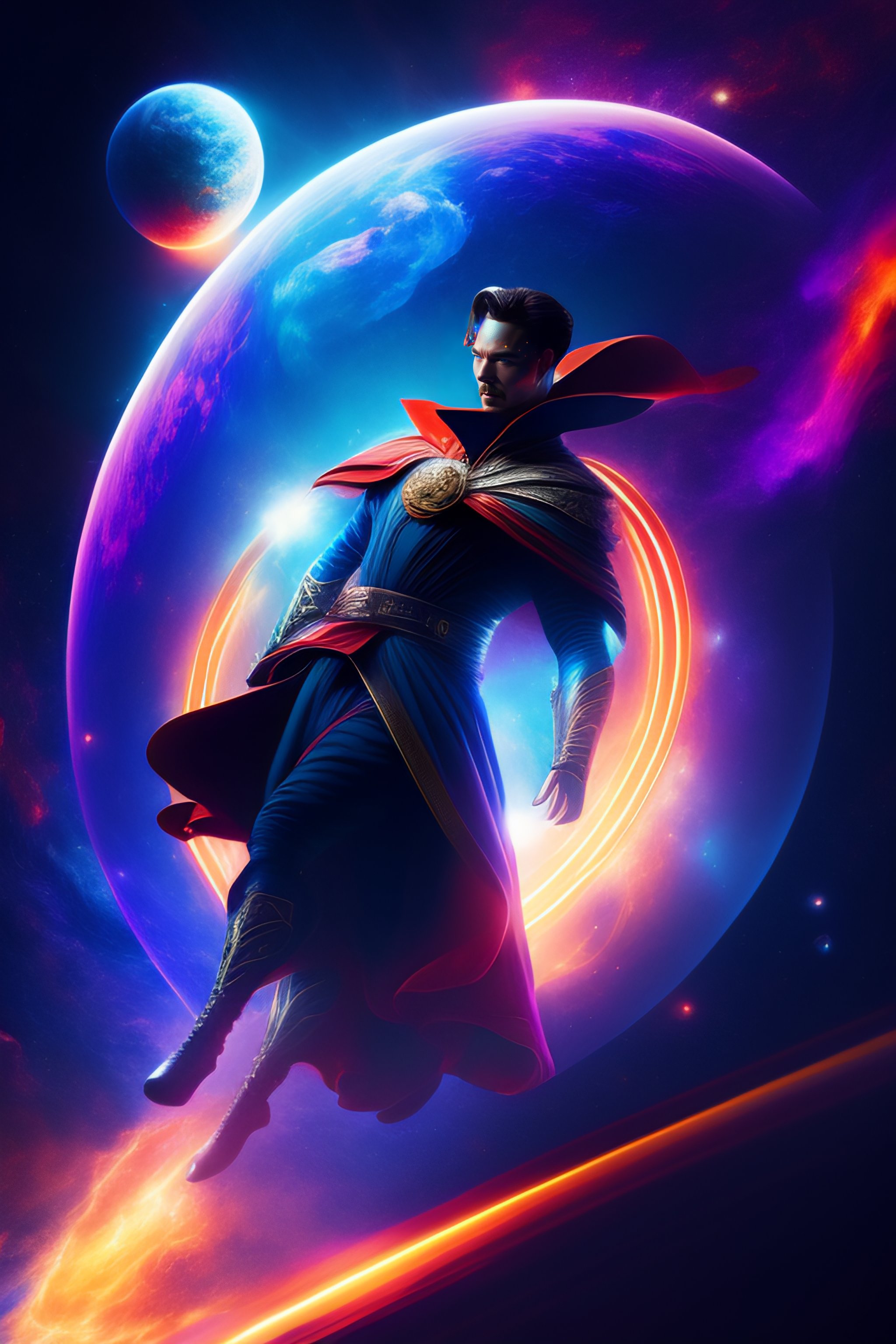 Lexica - Doctor Strange dancing on Neptune Planet seeing from the fornt ...